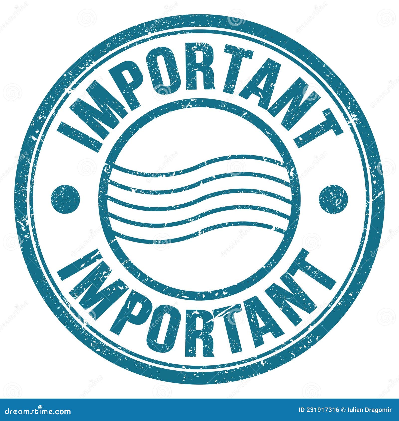 IMPORTANT Text Written on Blue Round Postal Stamp Sign Stock ...