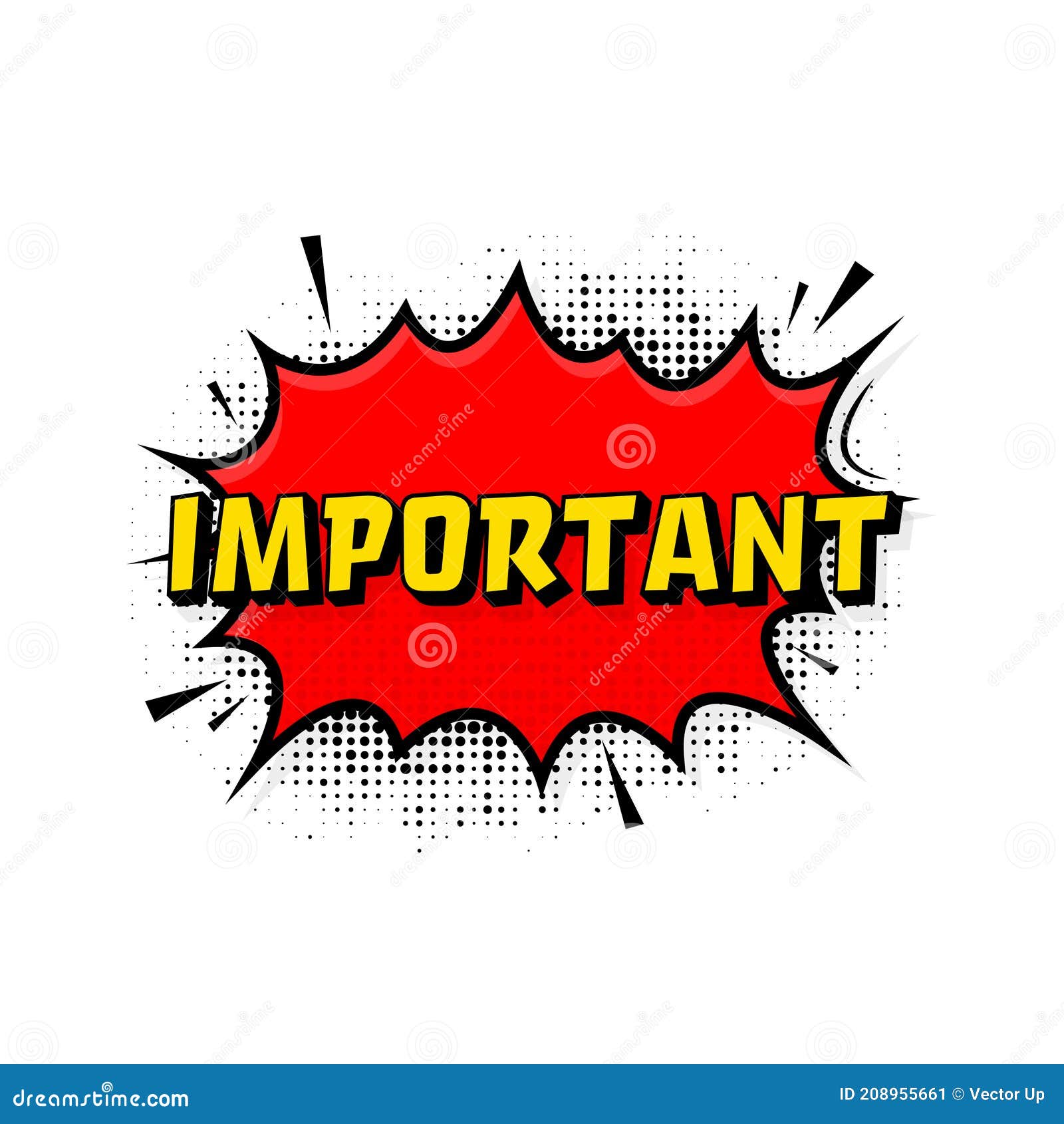 Important in Vintage Style. Cartoon Style Vector. Pop Art. Vector Text ...
