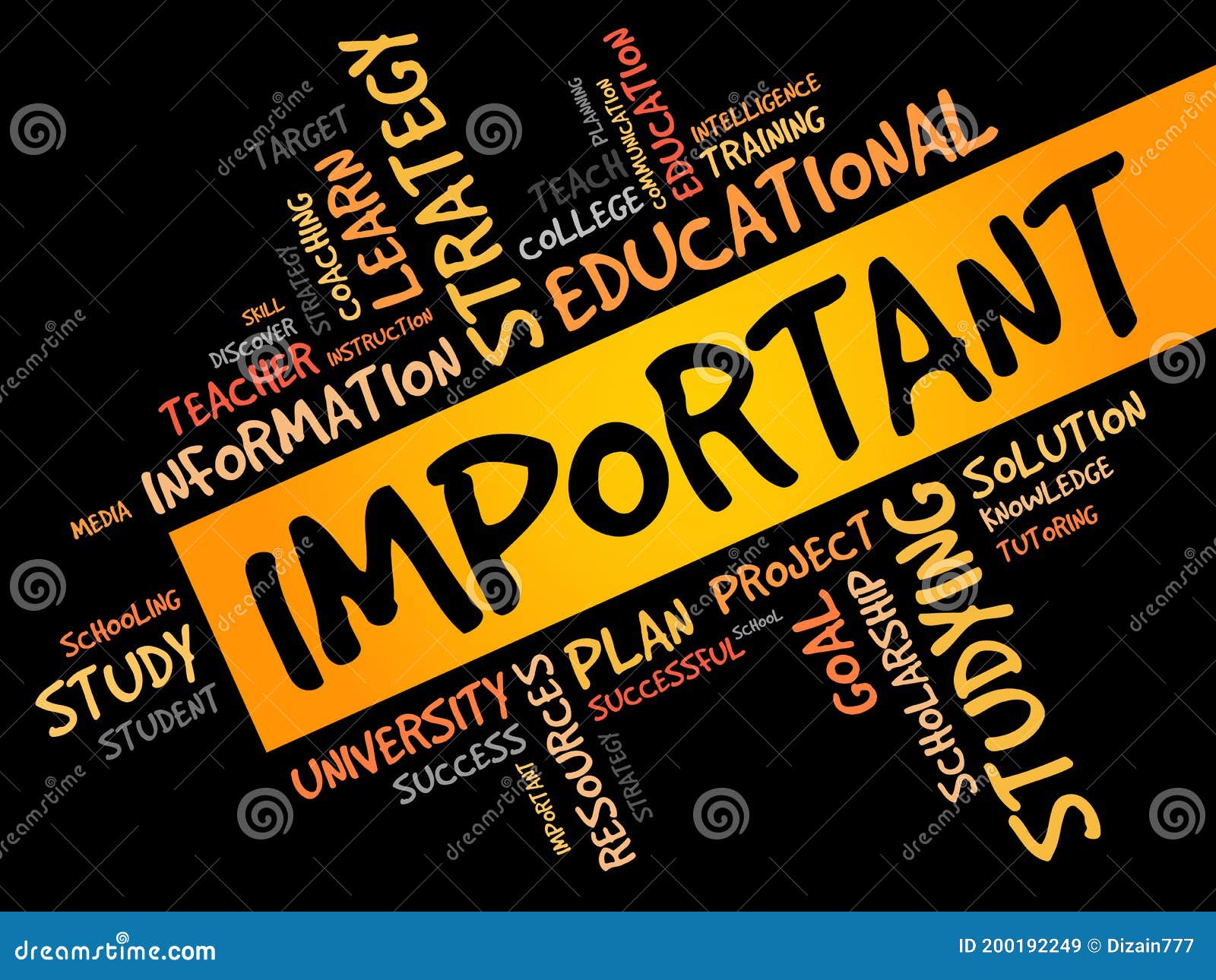 IMPORTANT word cloud stock illustration. Illustration of education ...