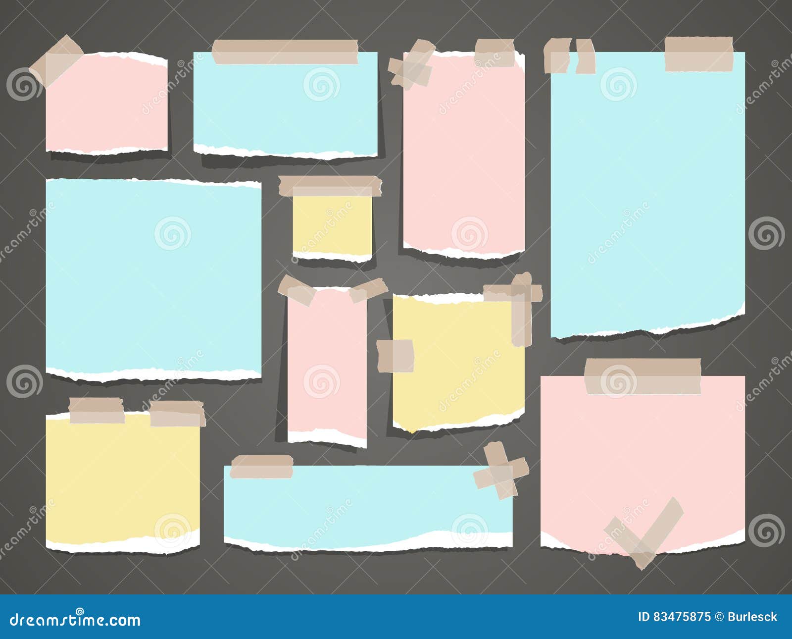 Important Yellow and Red Notes. Vector Organized Office Notepad Papers ...