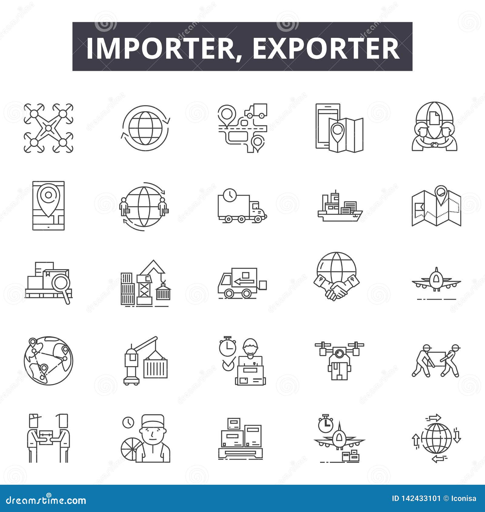 Importer Exporter Line Icons for Web and Mobile Design. Editable Stroke ... Importer Exporter Line Icons for Web and Mobile Design. Editable Stroke ...