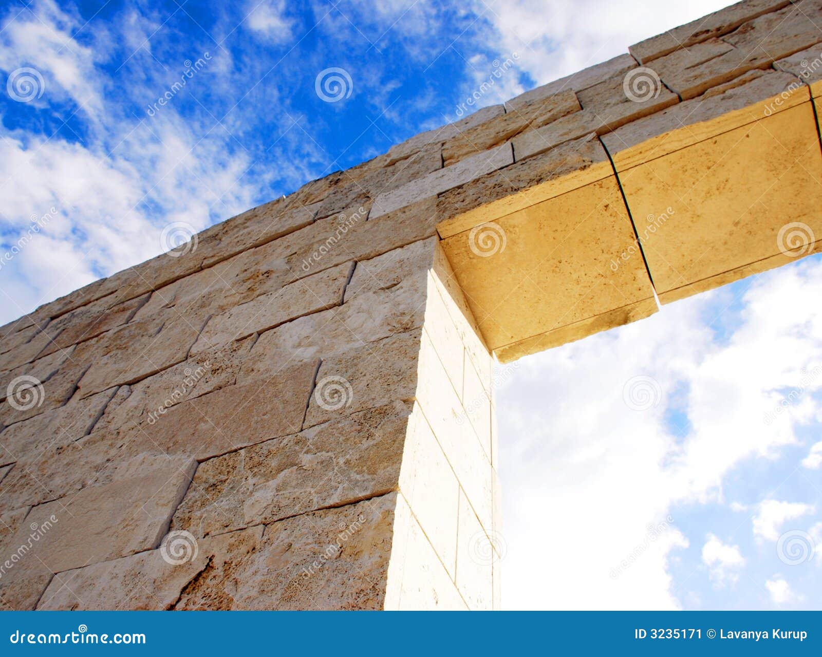 Imposing Brick Wall and Sky Stock Image - Image of blue, perspective ...