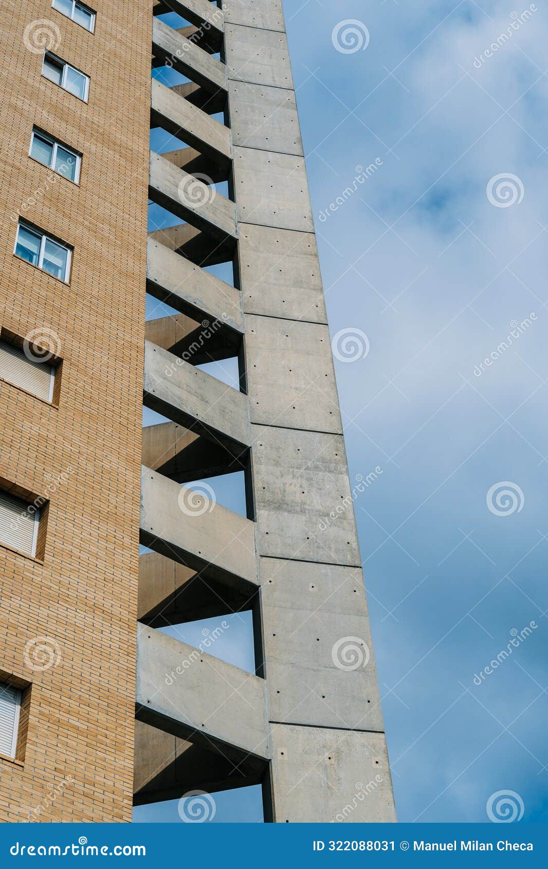 Imposing Brutalist Architecture Building Under A Clear Blue Sky. This ...
