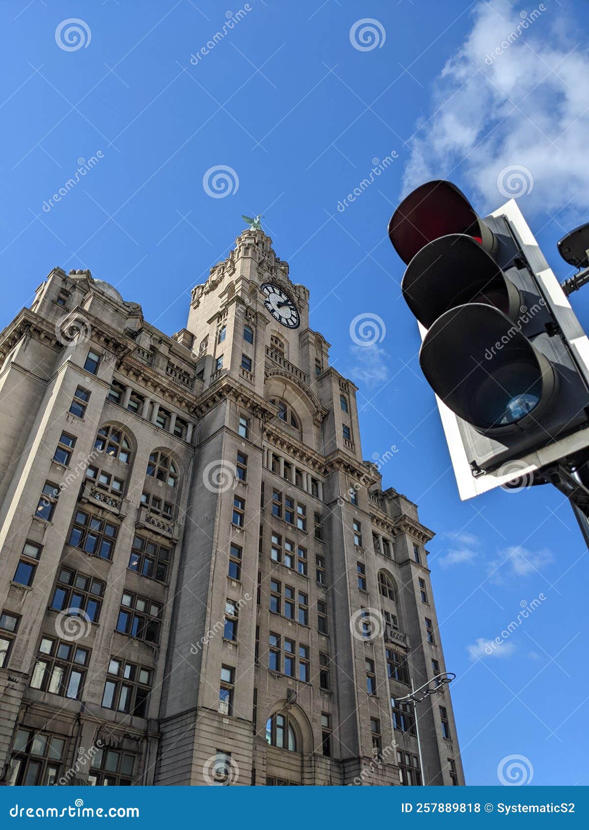Imposing Building with Traffic Light Stock Photo - Image of large ...