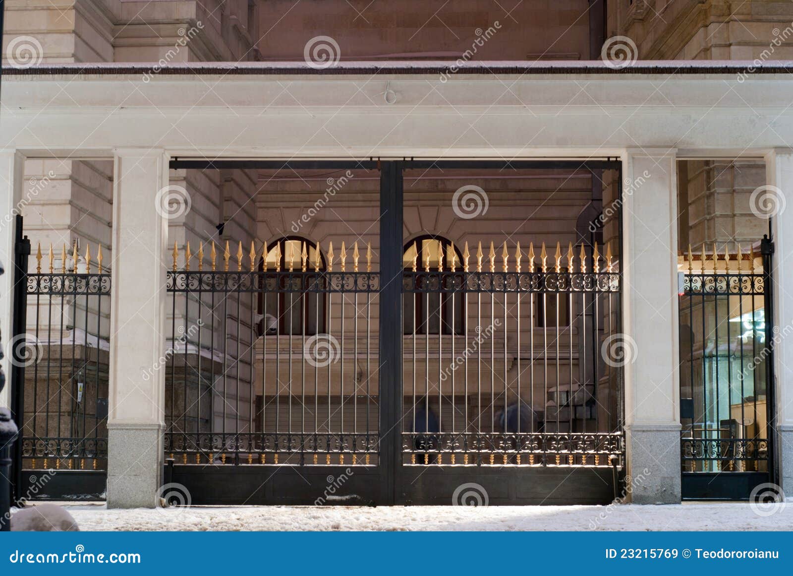 Imposing gates at night stock image. Image of peak, looking - 23215769