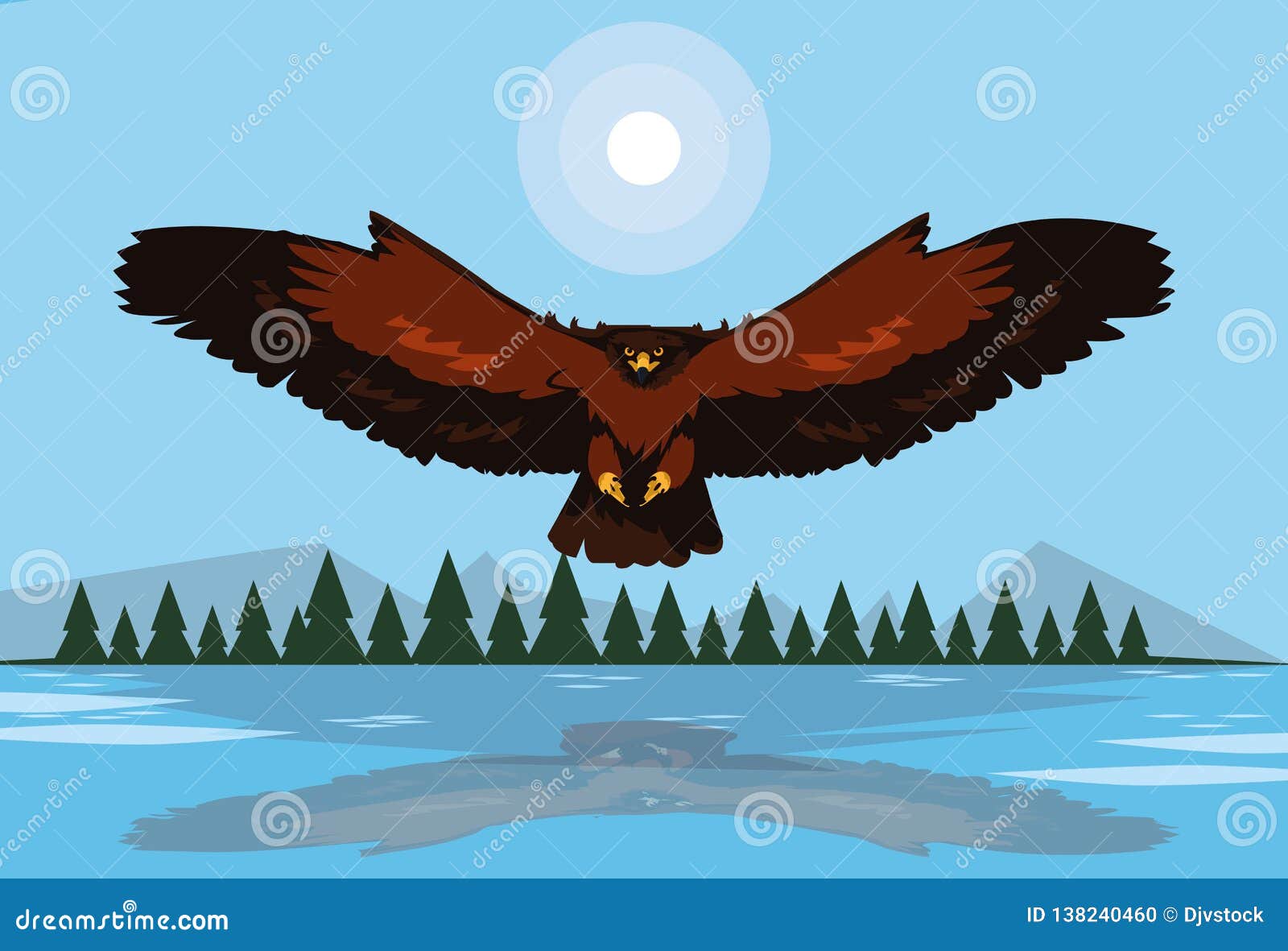 Imposing Hawk Bird Flying in the Landscape Stock Vector - Illustration ...