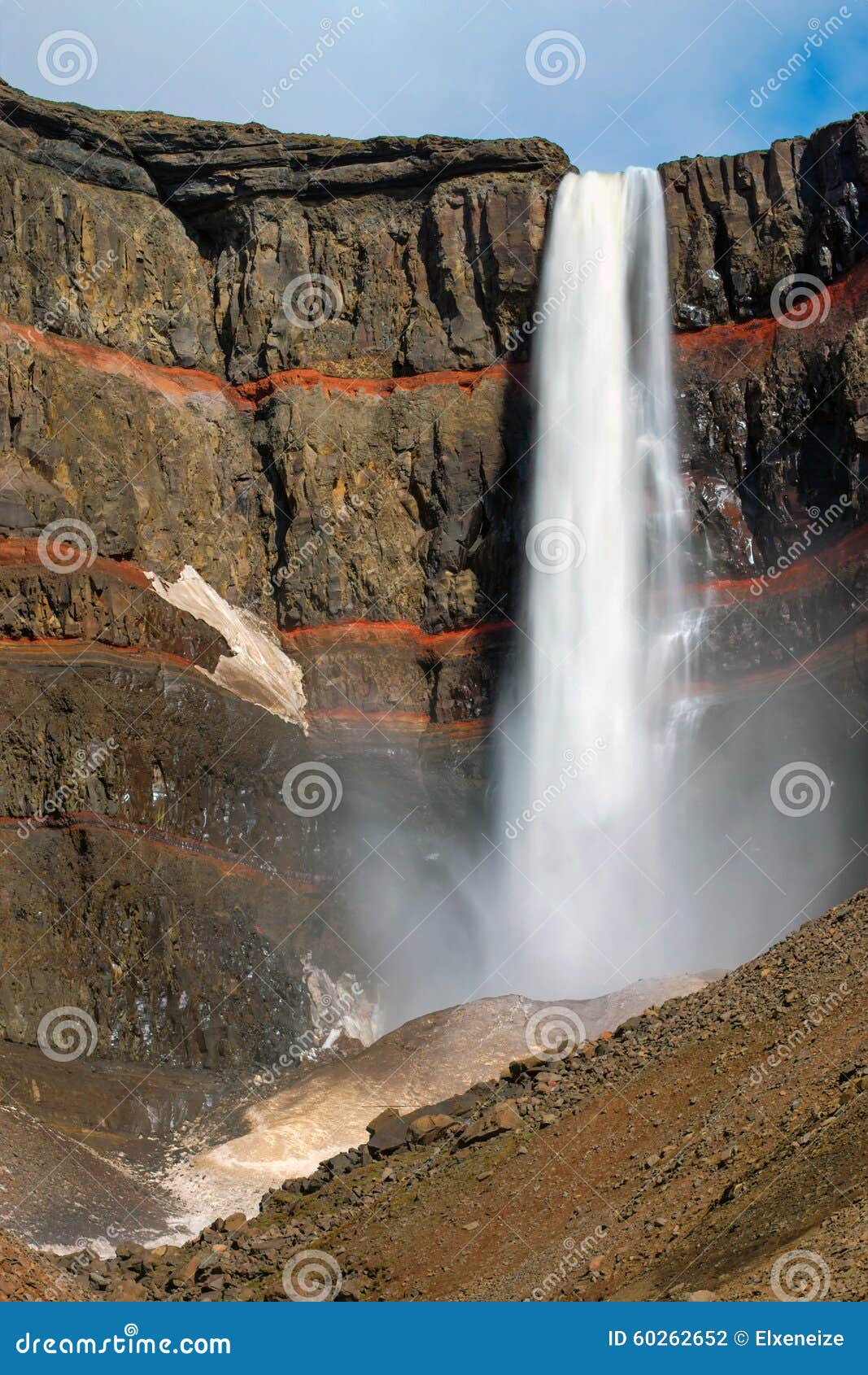 The Imposing Hengifoss in Iceland Stock Photo - Image of motion ...