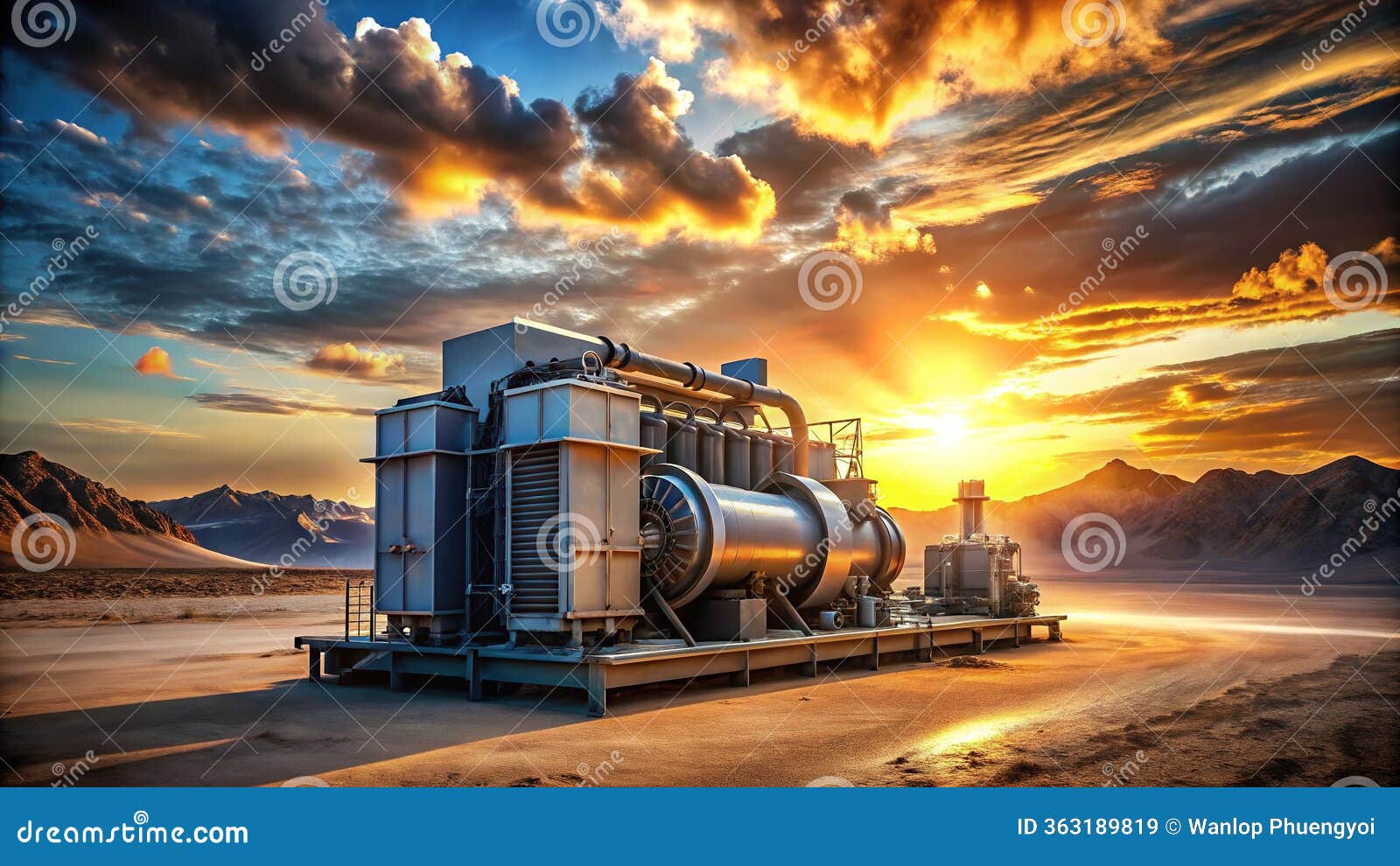 An Imposing Industrial Pumping Station Showcases Rusted Pipes Against ...