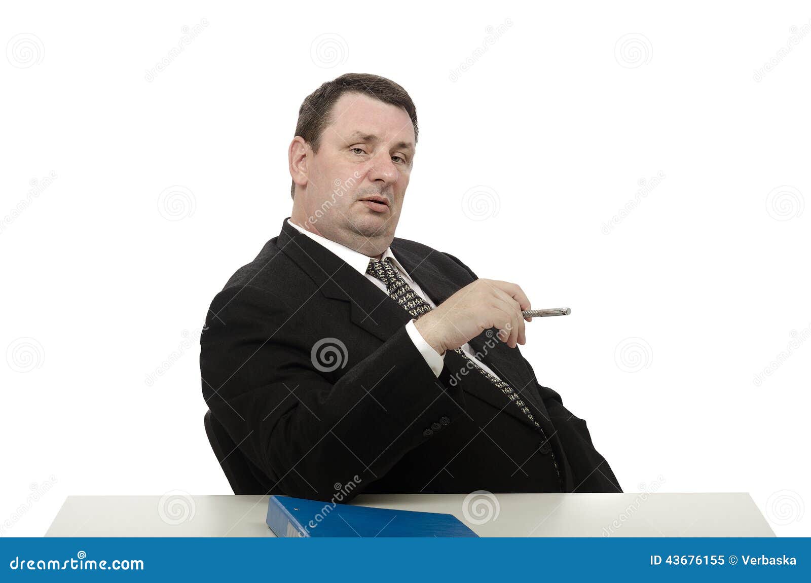 Imposing Interviewer Looking at Camera Stock Image - Image of ...