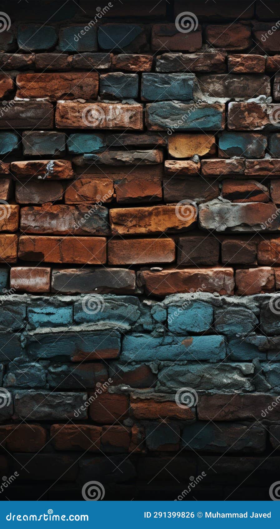 Imposing and Robust Appearance of a Dark Hued Brick Wall Stock ...