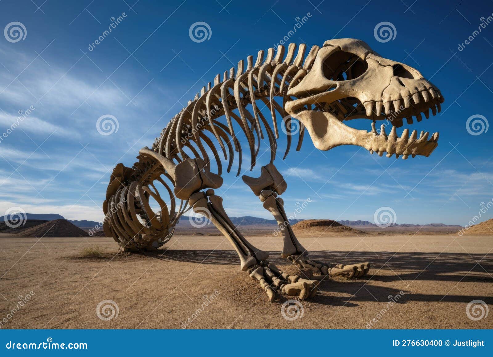 Imposing Skeleton of a Large Dinosaur Its Massive Tail Stretching Out ...