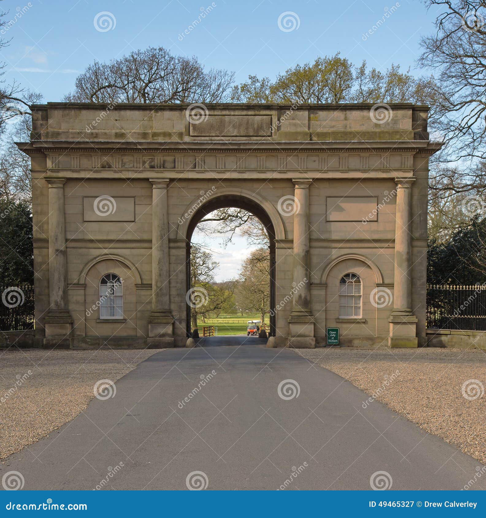 An Imposing Stone Entrance Gate Stock Image - Image of brown, bird ...