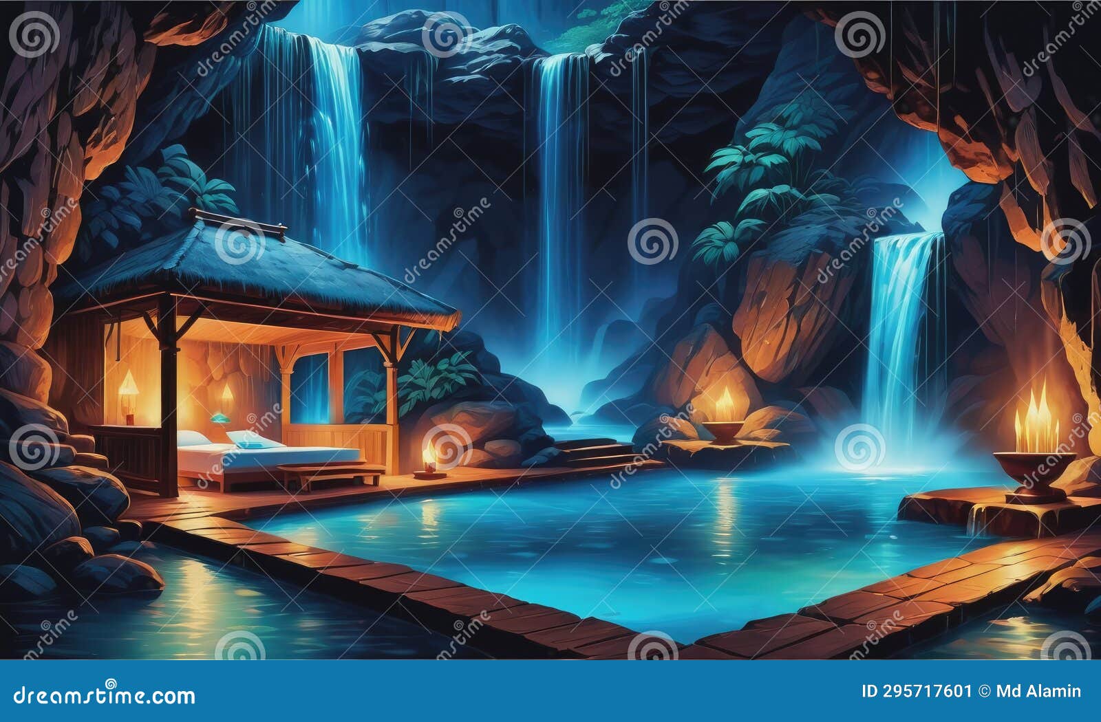 Imposing Subterranean Spa: Wet Cave, Cascading Waterfall, and the ...