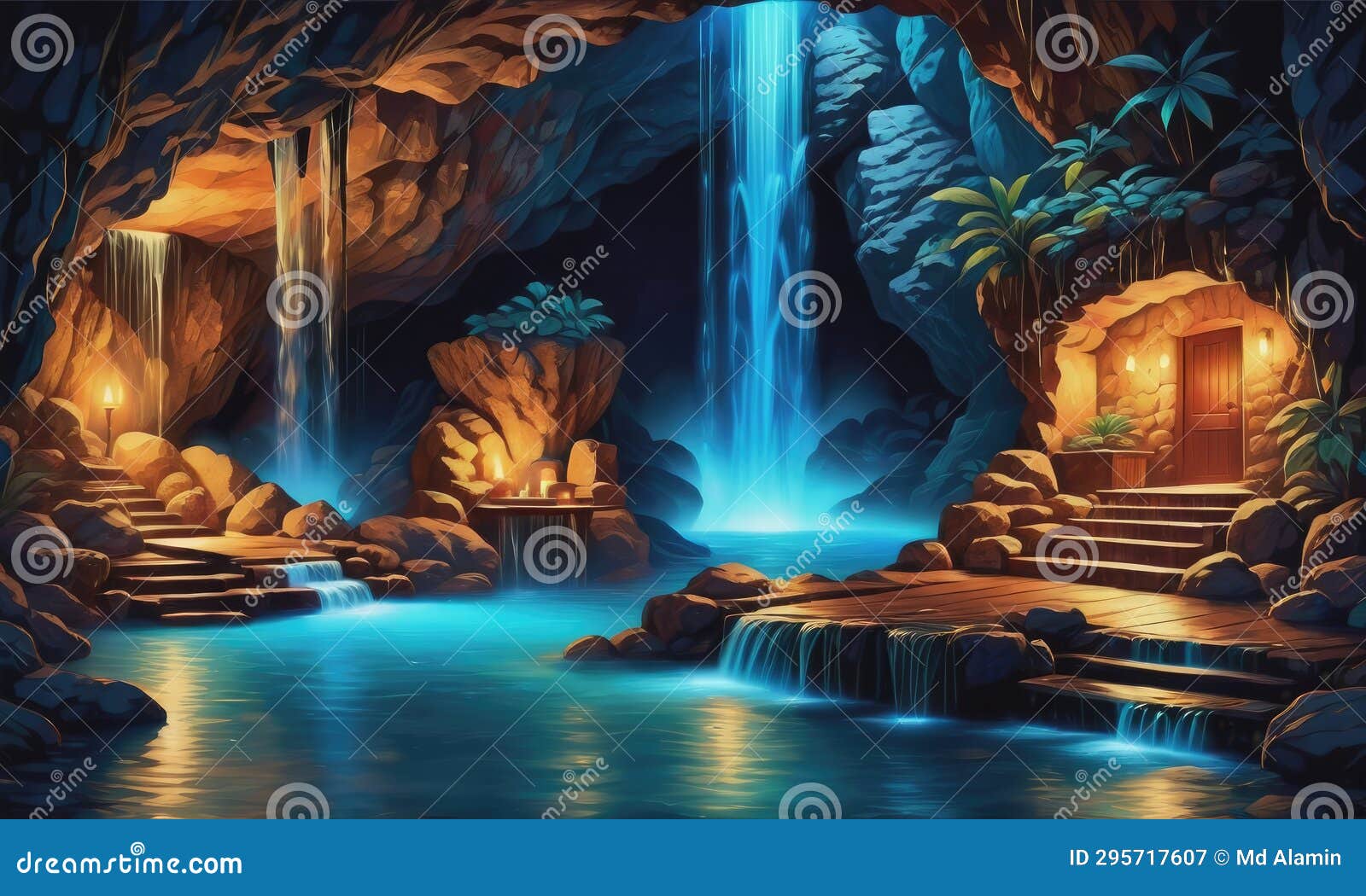 Imposing Subterranean Spa: Wet Cave, Cascading Waterfall, and the ...