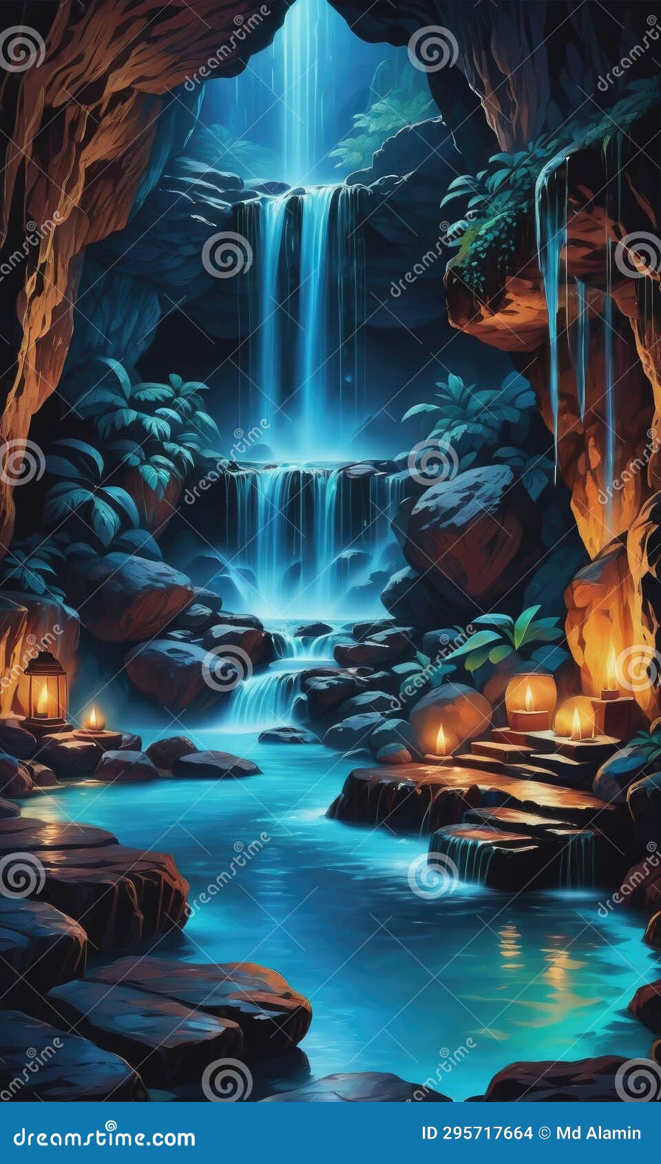 Imposing Subterranean Spa: Wet Cave, Cascading Waterfall, and the ...