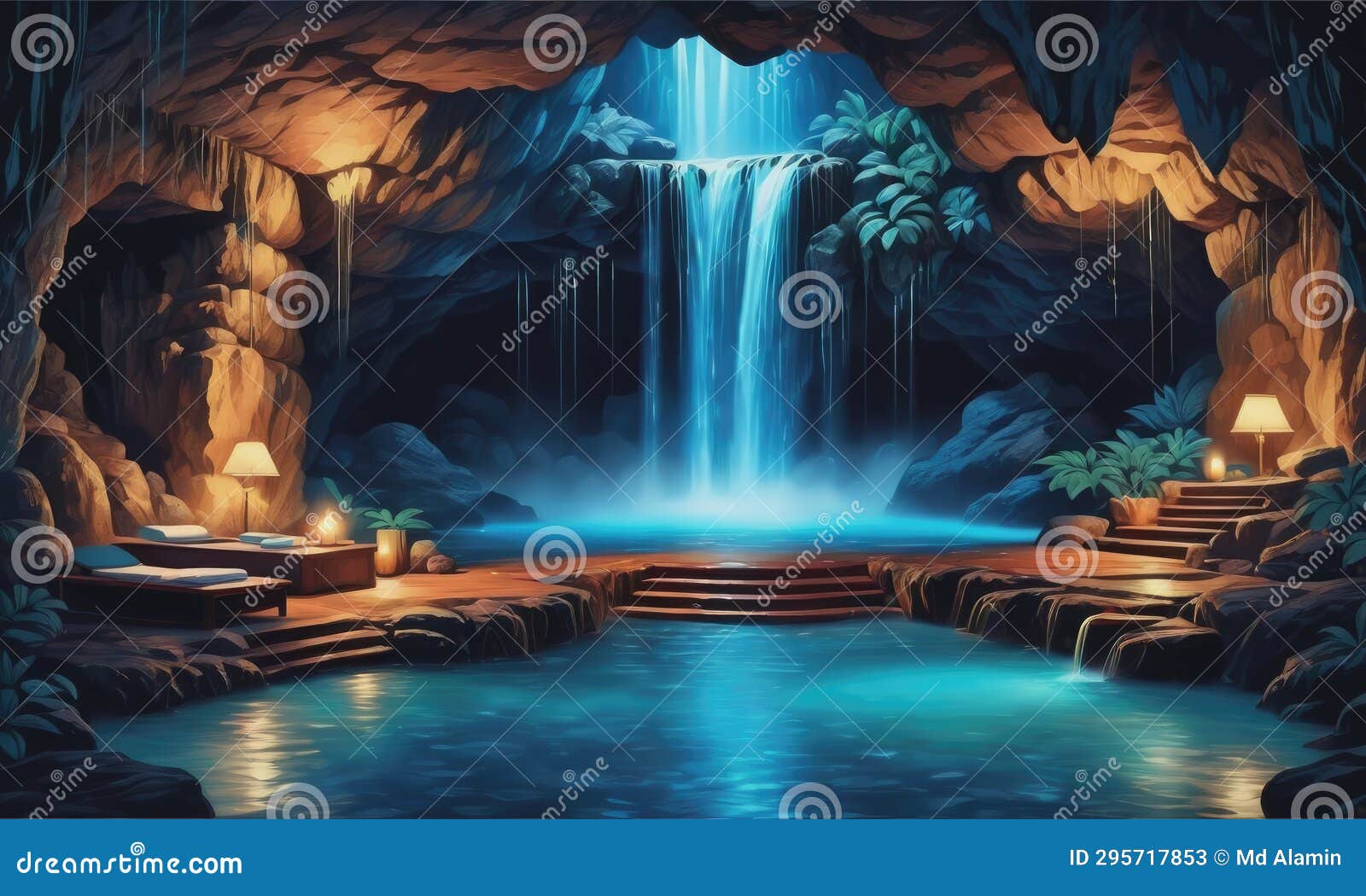 Imposing Subterranean Spa: Wet Cave, Cascading Waterfall, and the ...