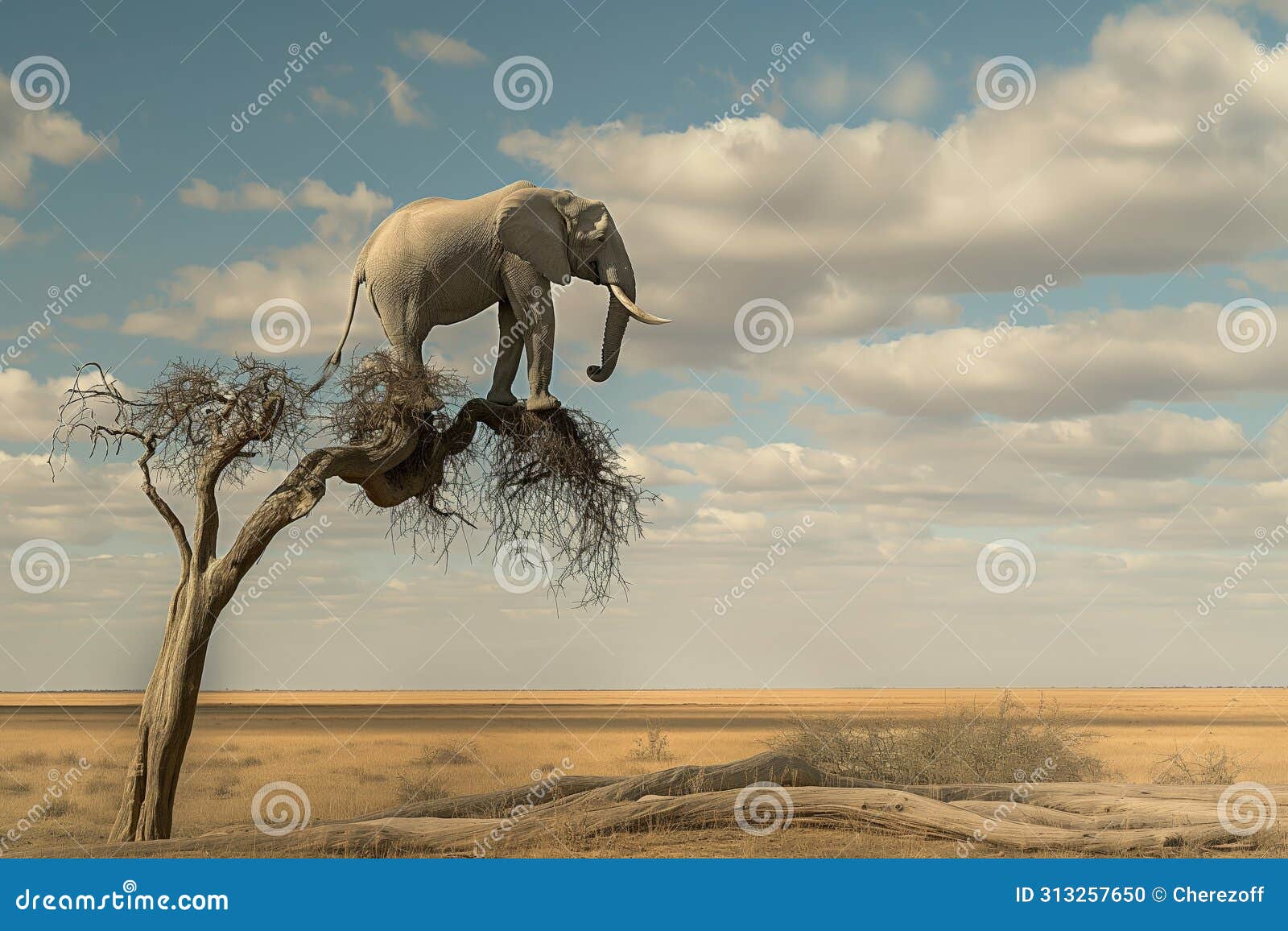 Impossible Balance - Elephant on a Tree Stock Photo - Image of ...