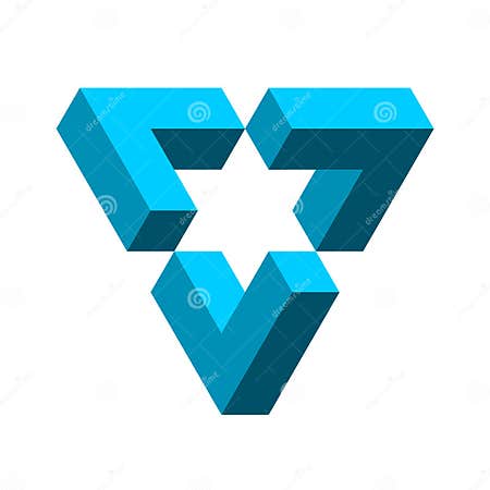 Impossible Blue Triangle. Penrose Shape. Esher Geometric Object ...