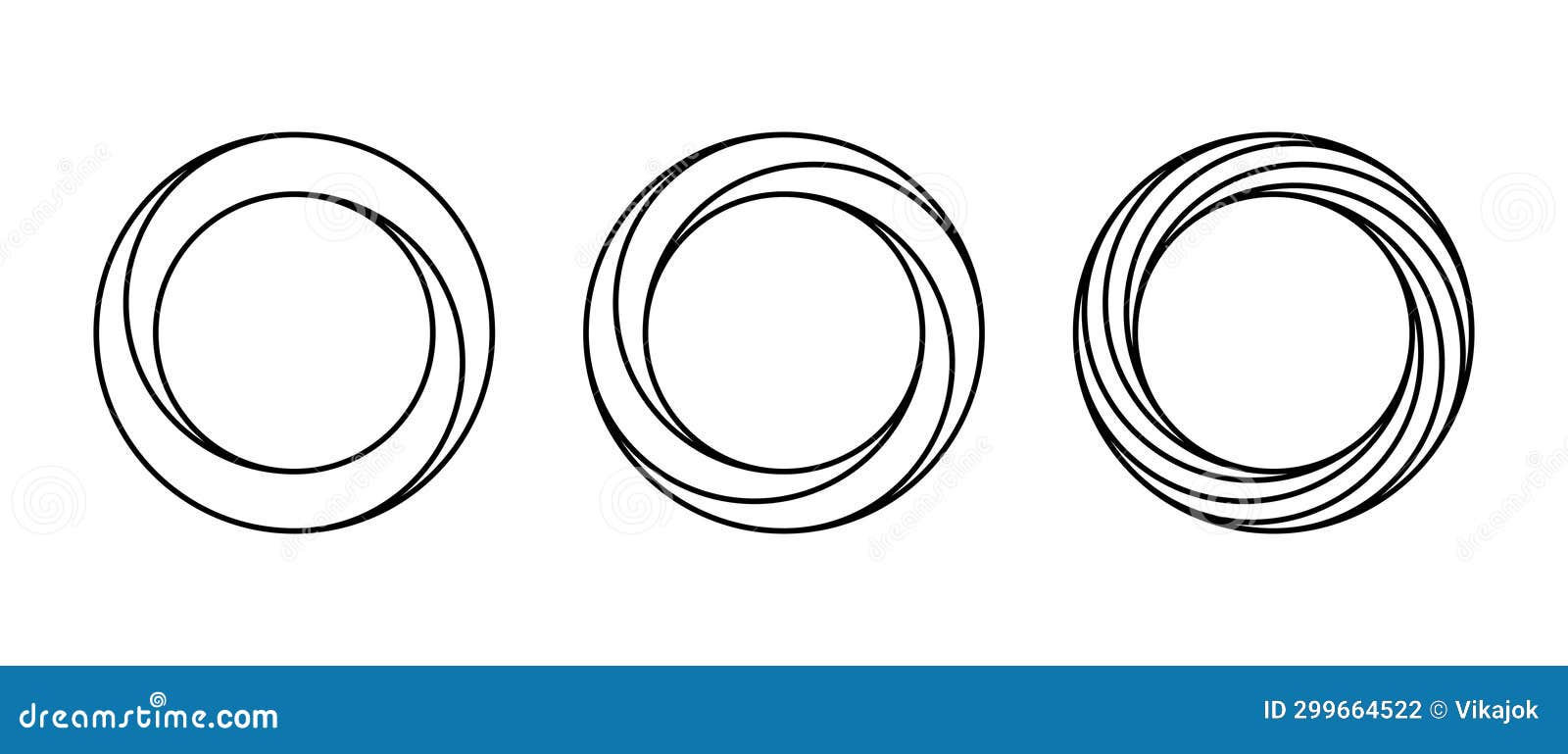 Impossible Circle Shapes Set. Line Optical Illusion Rings. Outline ...