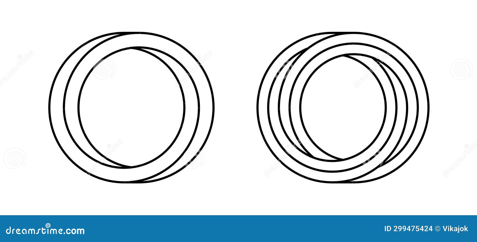 Impossible Circle Shapes Set. Line Optical Symbols. Outline Mobius ...