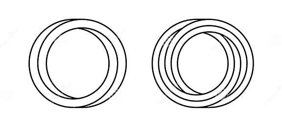 Impossible Circle Shapes Set. Line Optical Symbols. Outline Mobius ...