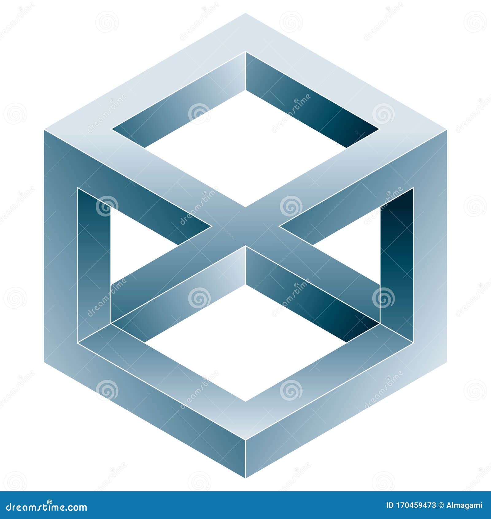 Impossible cube icon. stock vector. Illustration of optical - 170459473