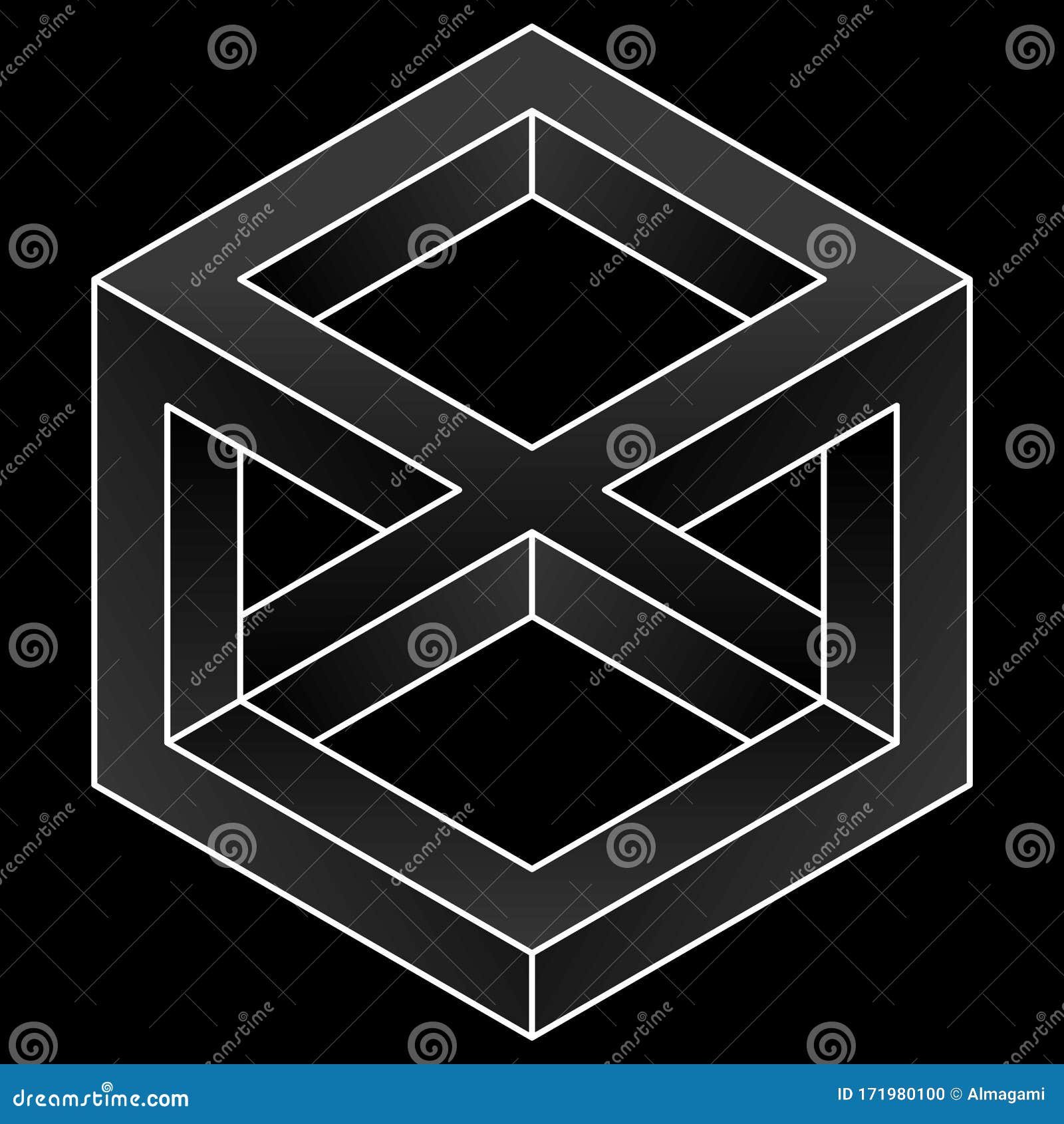 Impossible cube icon. stock vector. Illustration of black - 171980100