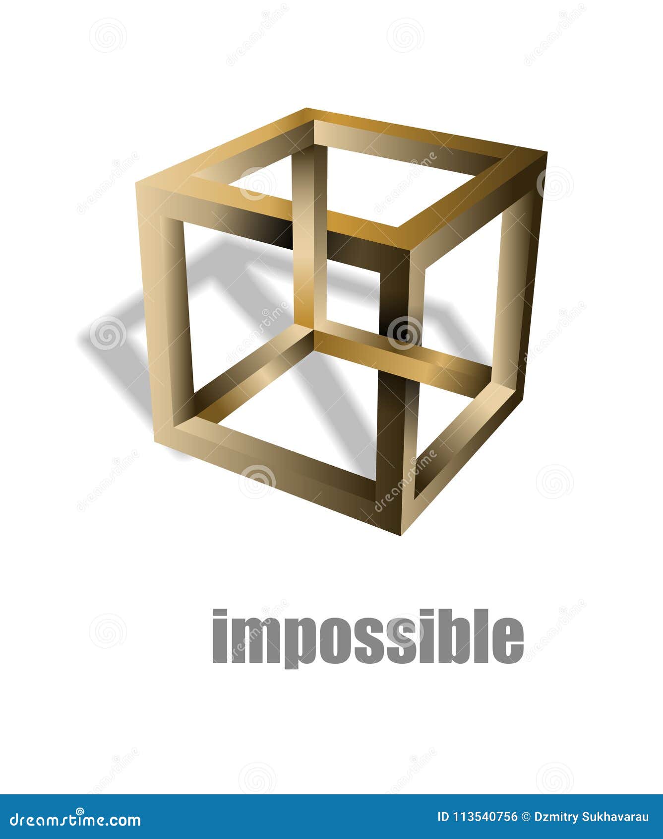 Impossible Cube Optical Illusion. Stock Illustration - Illustration of ...