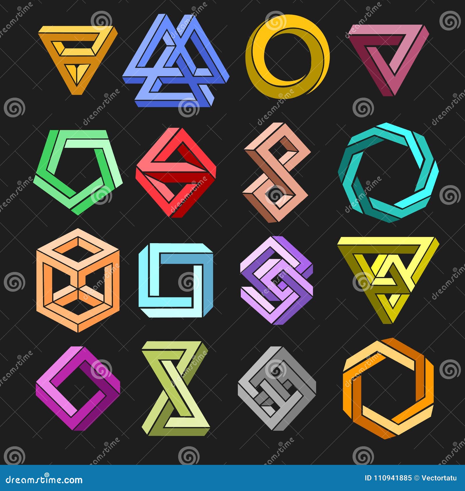 Paradox Shape Font. Impossible Letters. Set Of Vector Letters ... Paradox Shape Font. Impossible Letters. Set Of Vector Letters ...
