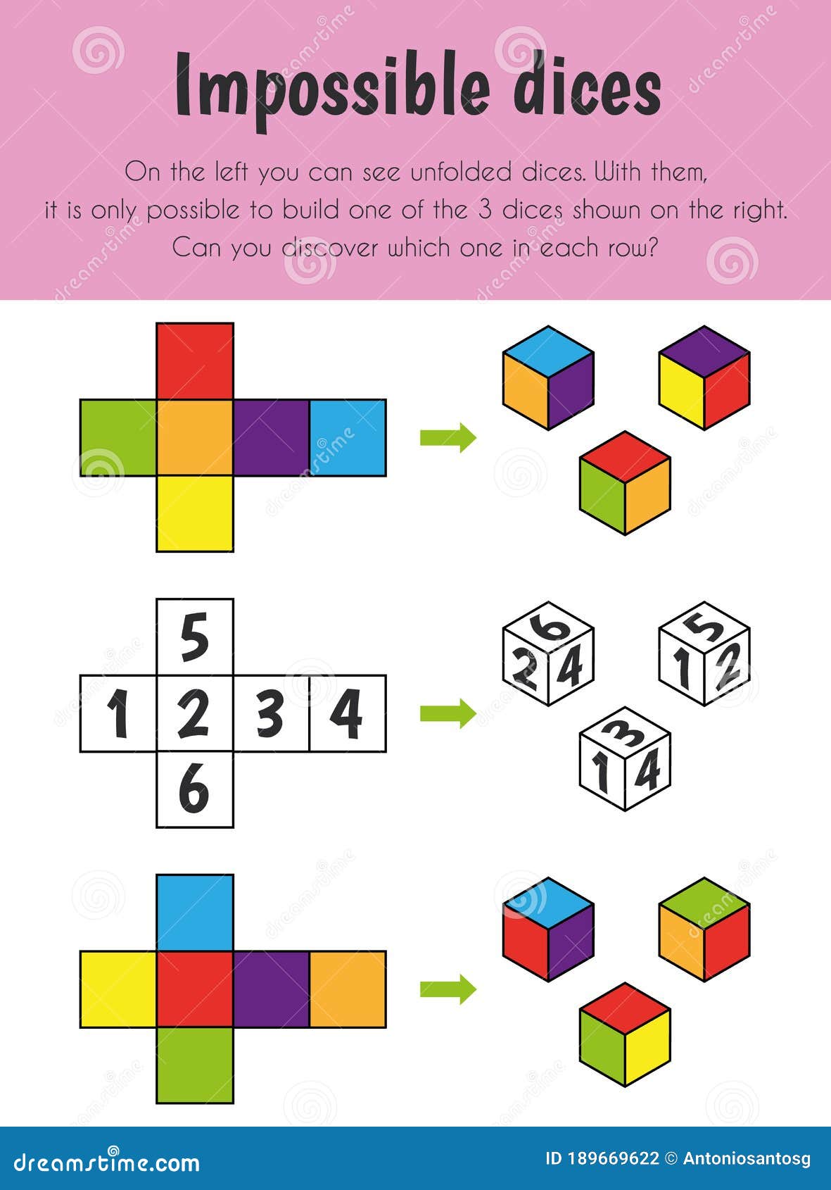 Impossible Dices Educational Sheet. Primary Module for Logic Reasoning ...