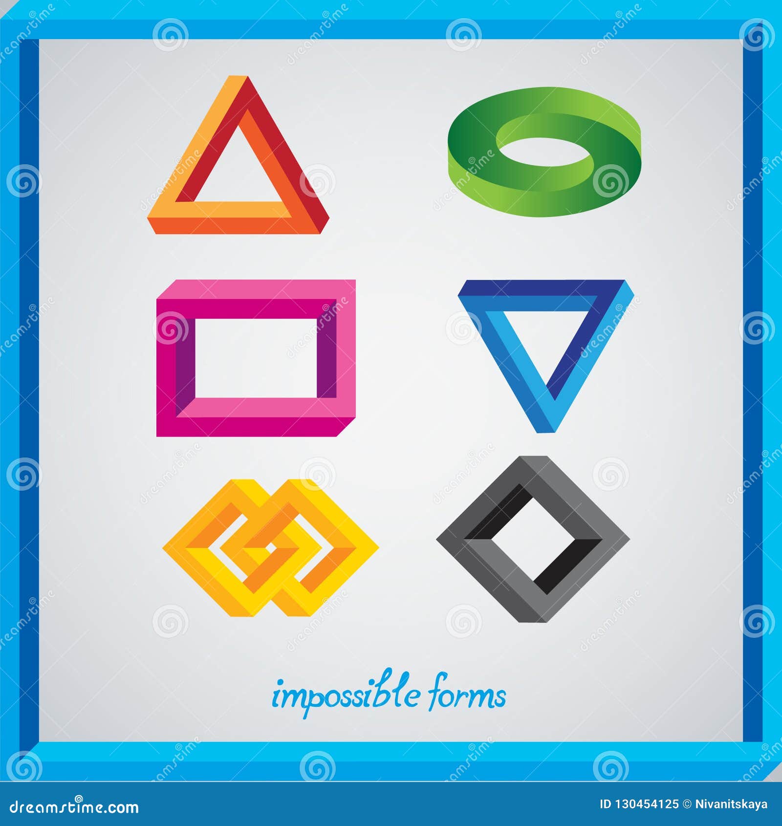 Impossible Figures. Impossible Logo. Multicolored Impossible Figures in ...