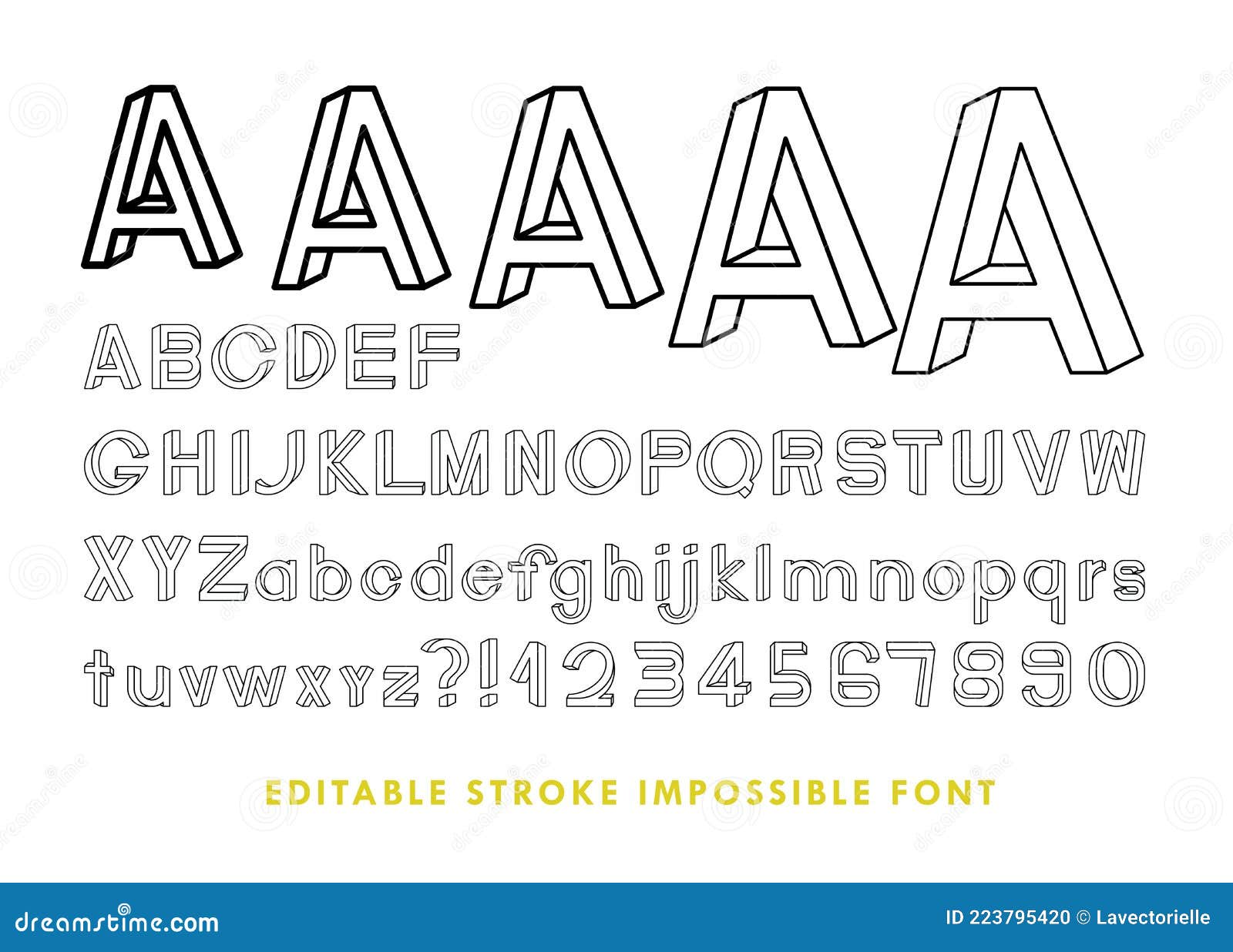 Impossible Font Contains 64 Characters Vector Illustration ...