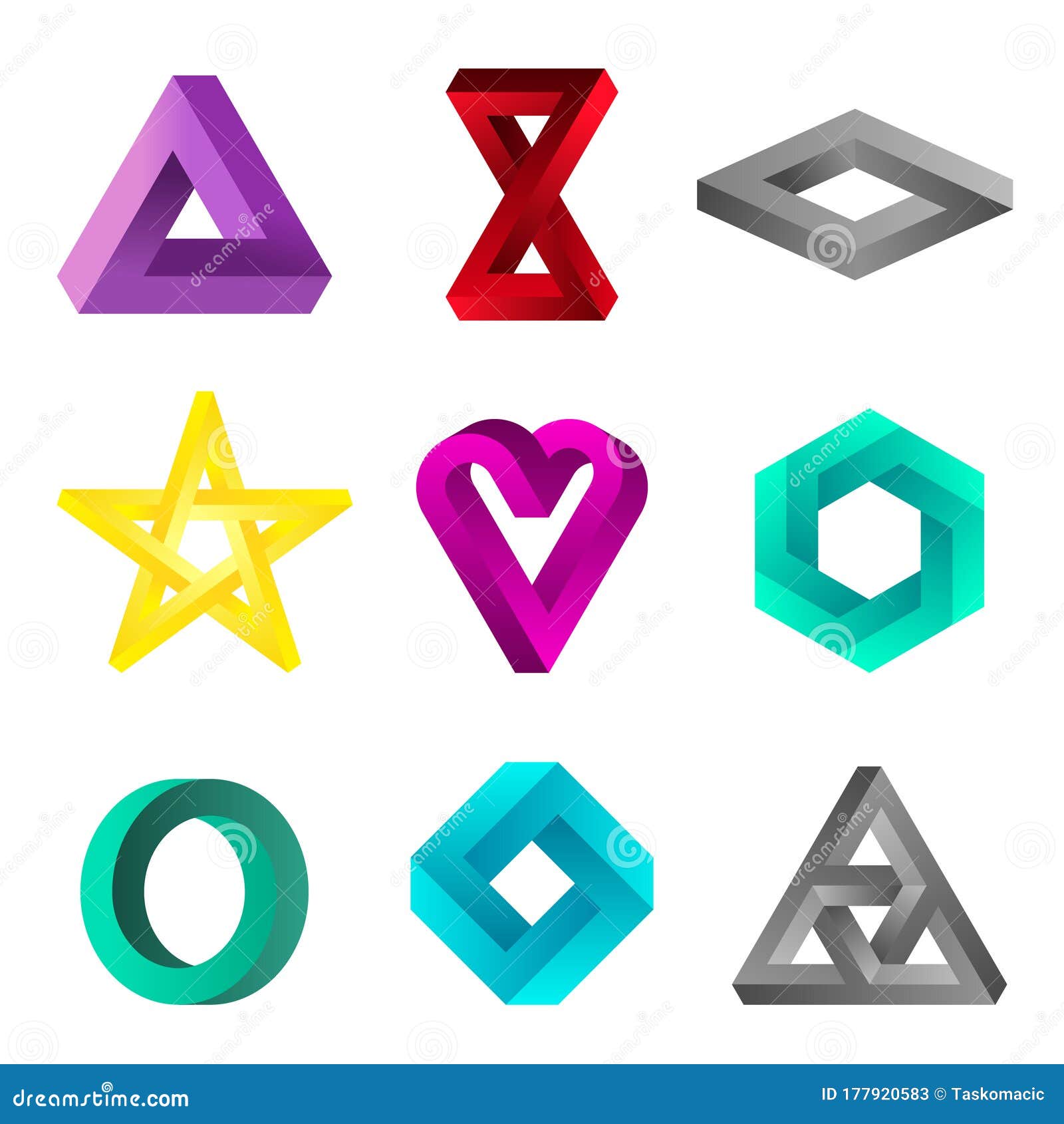 Impossible Signs Set. Colorful Gradient Infinite Shapes. Stock Vector ...