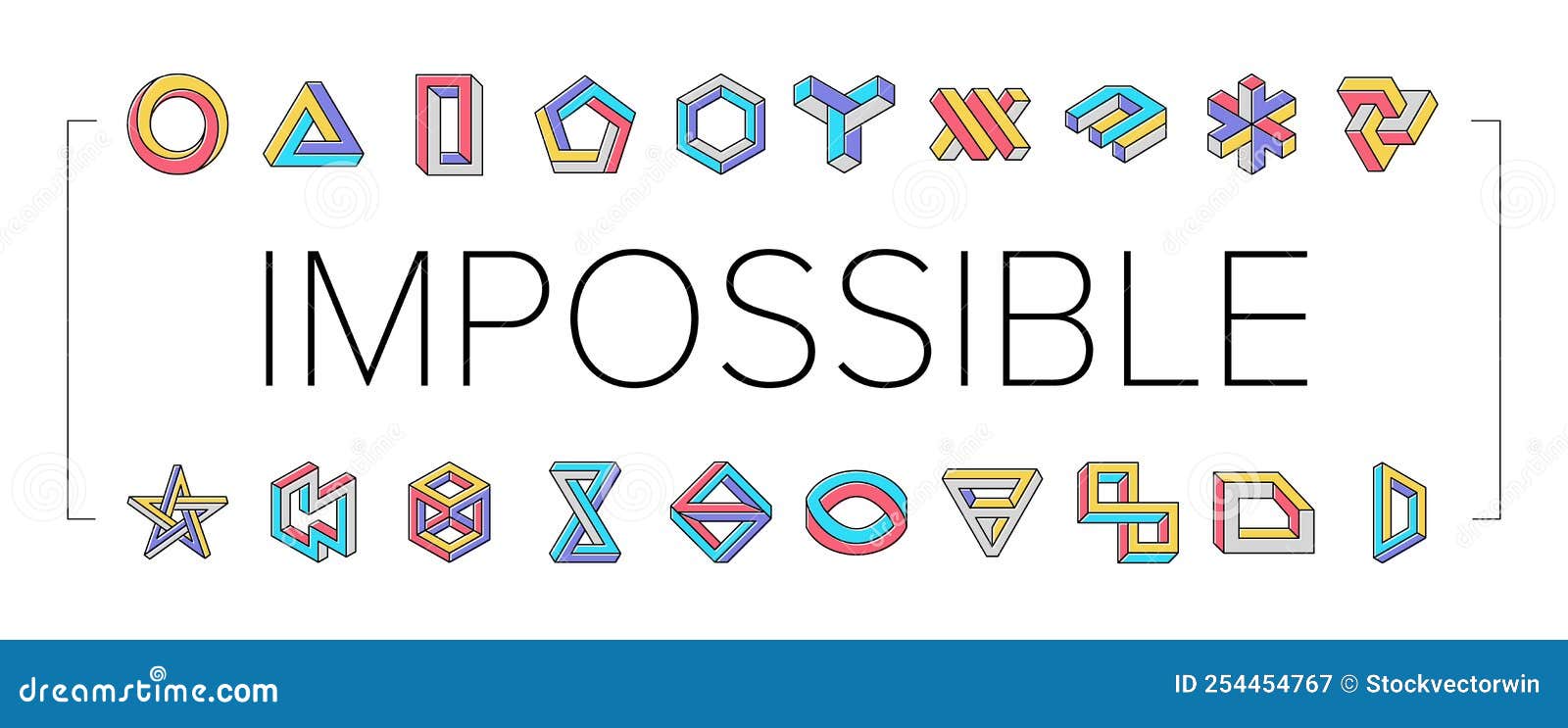 Impossible Geometric Shape Icons Set Vector Stock Vector - Illustration ...