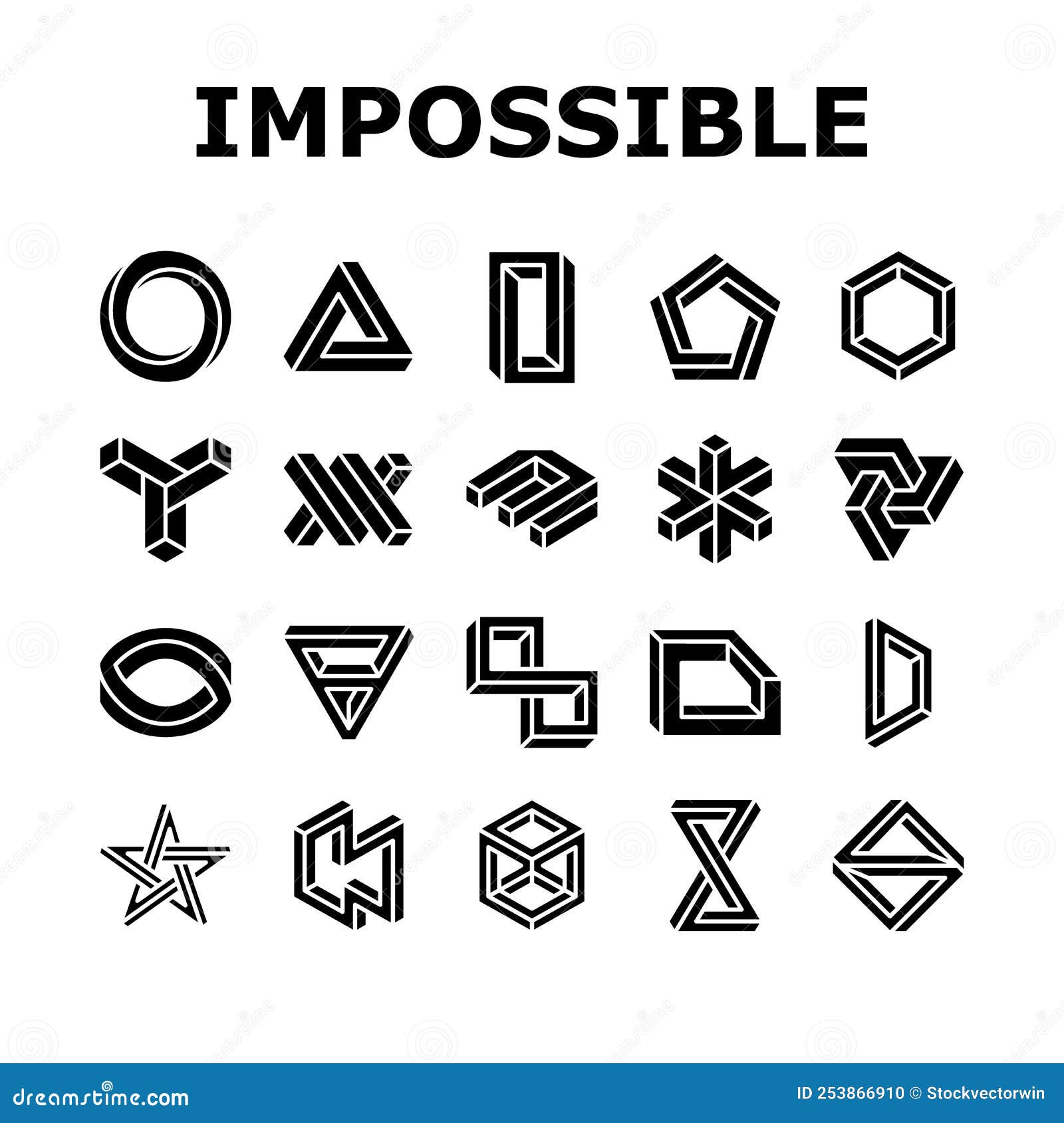 Impossible Geometric Shape Icons Set Vector Stock Vector - Illustration ...