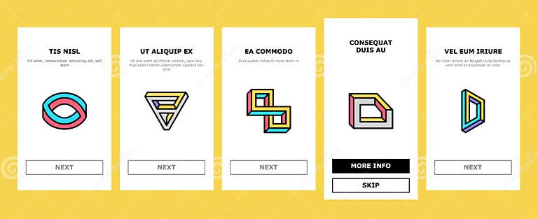 Impossible Geometric Shape Onboarding Icons Set Vector Stock Vector - Illustration of unreal ...