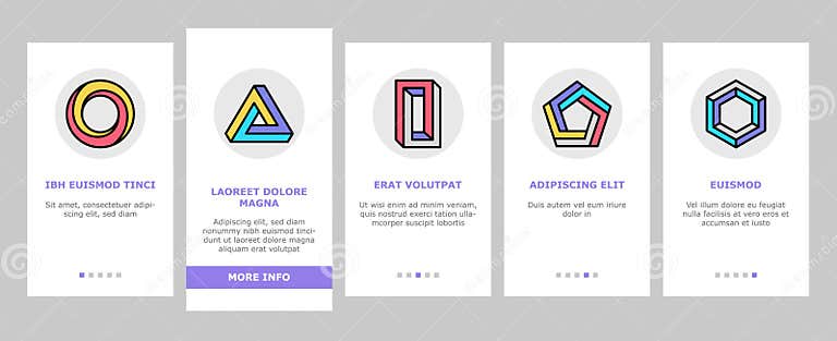Impossible Geometric Shape Onboarding Icons Set Vector Stock Vector - Illustration of penrose ...