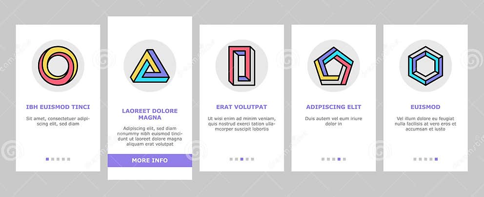 Impossible Geometric Shape Onboarding Icons Set Vector Stock Vector ...