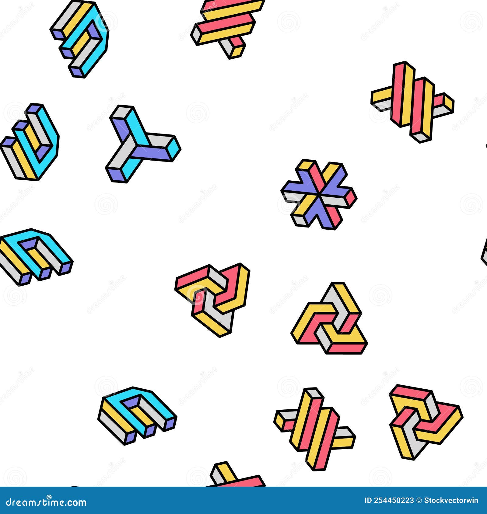 Impossible Geometric Shape Vector Seamless Pattern Stock Vector ...