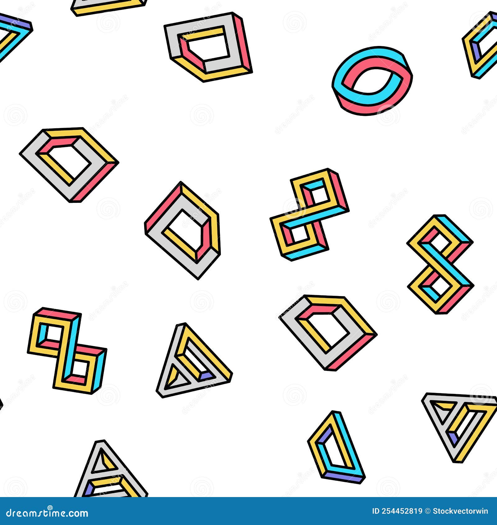 Impossible Geometric Shape Vector Seamless Pattern Stock Vector ...