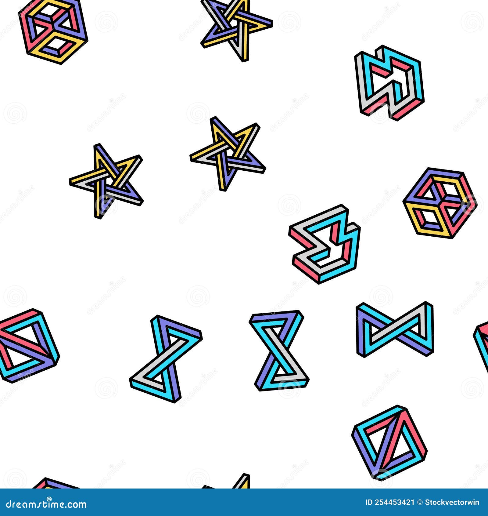 Impossible Geometric Shape Vector Seamless Pattern Stock Vector ...
