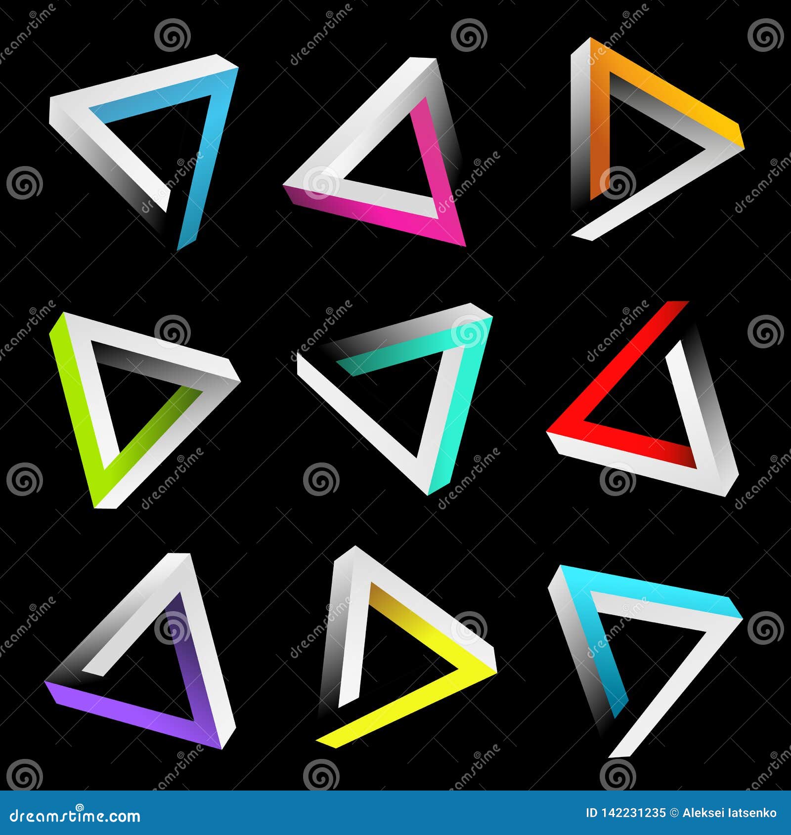 Impossible Geometry Object 3d Realistic Vector Set Stock Vector ...