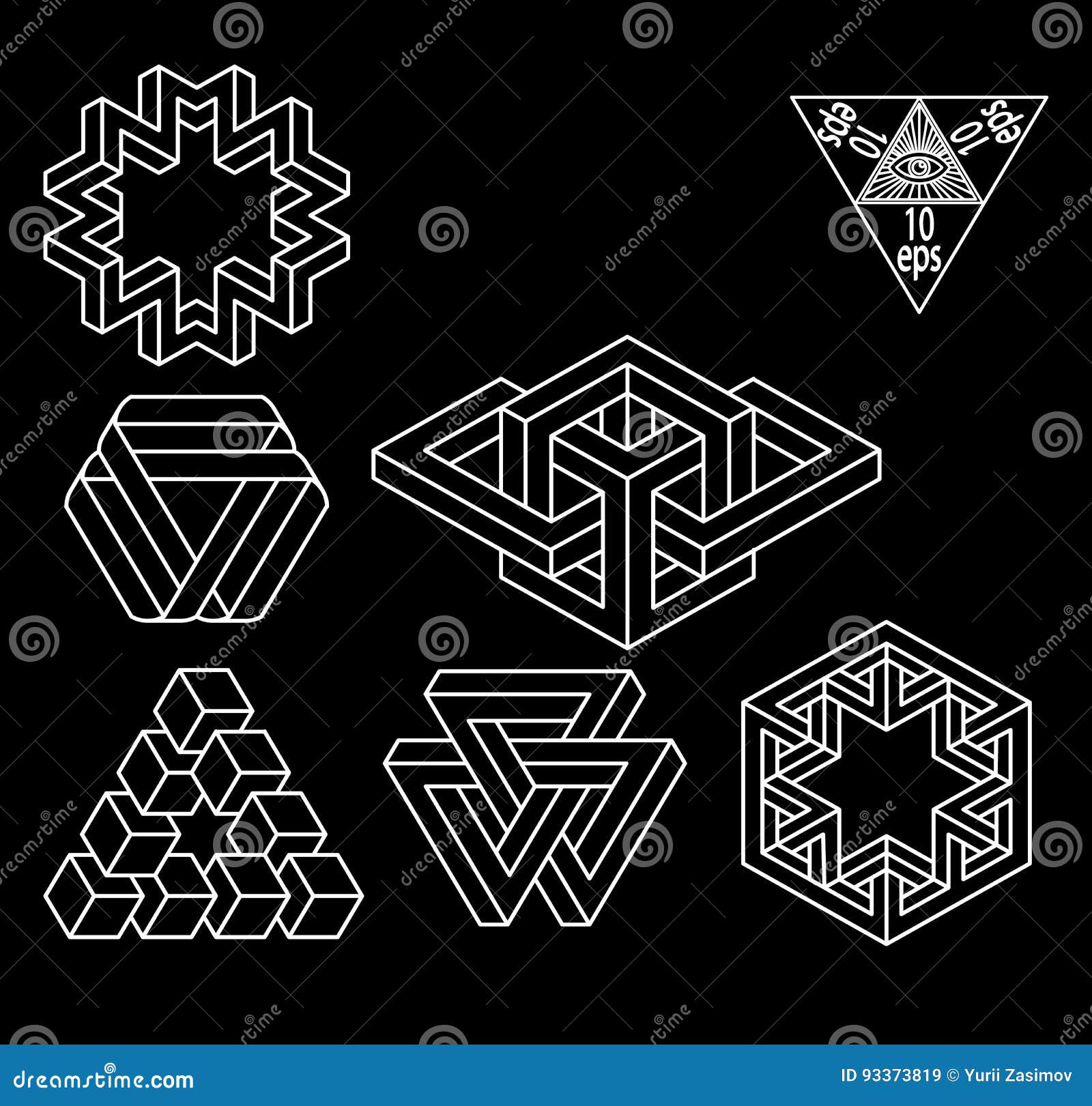 Impossible Geometry Symbols Vector On Grey Backgroundsacred Geometry Symbols And Signes Vector