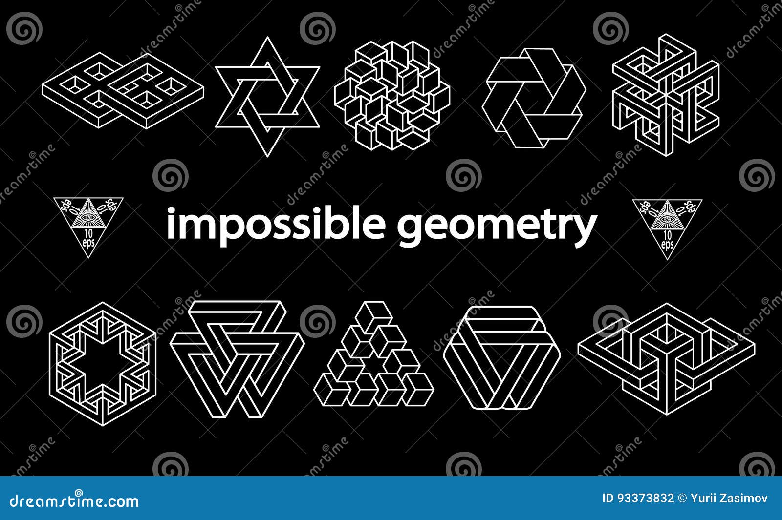 Impossible Geometry Symbols Vector On Grey Backgroundsacred Geometry Symbols And Signes Vector