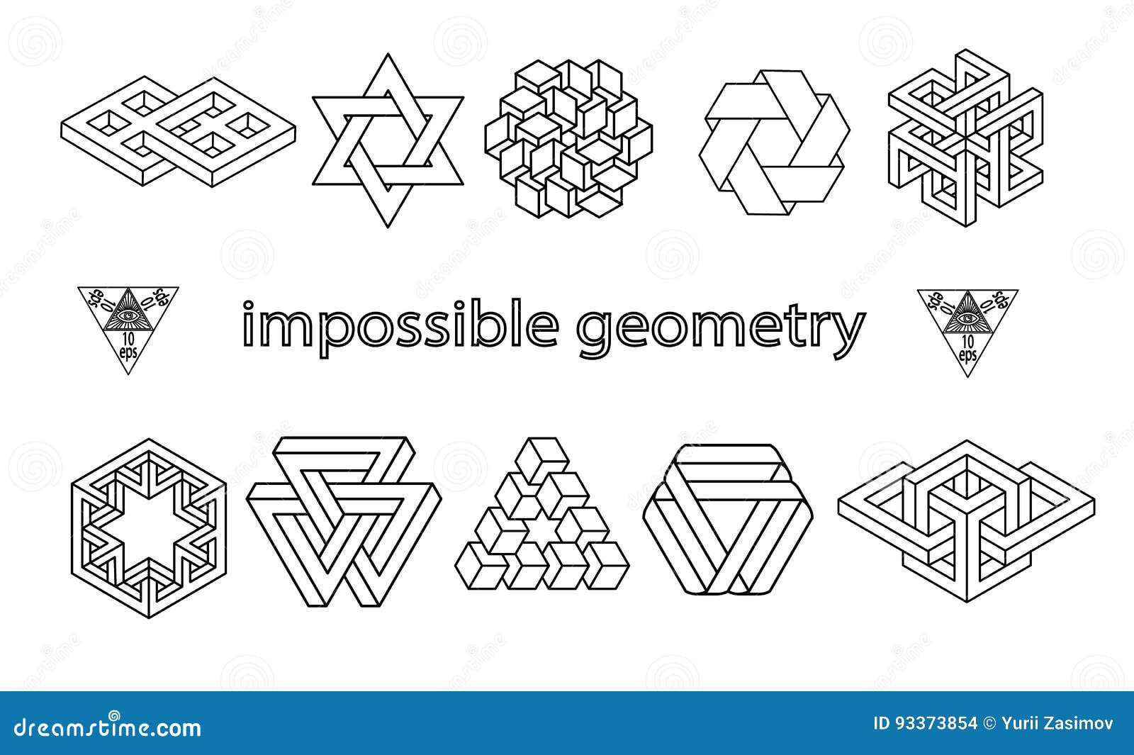 Impossible Geometry Symbols Vector Set Stock Vector Illustration Of Design Geometry 93373854