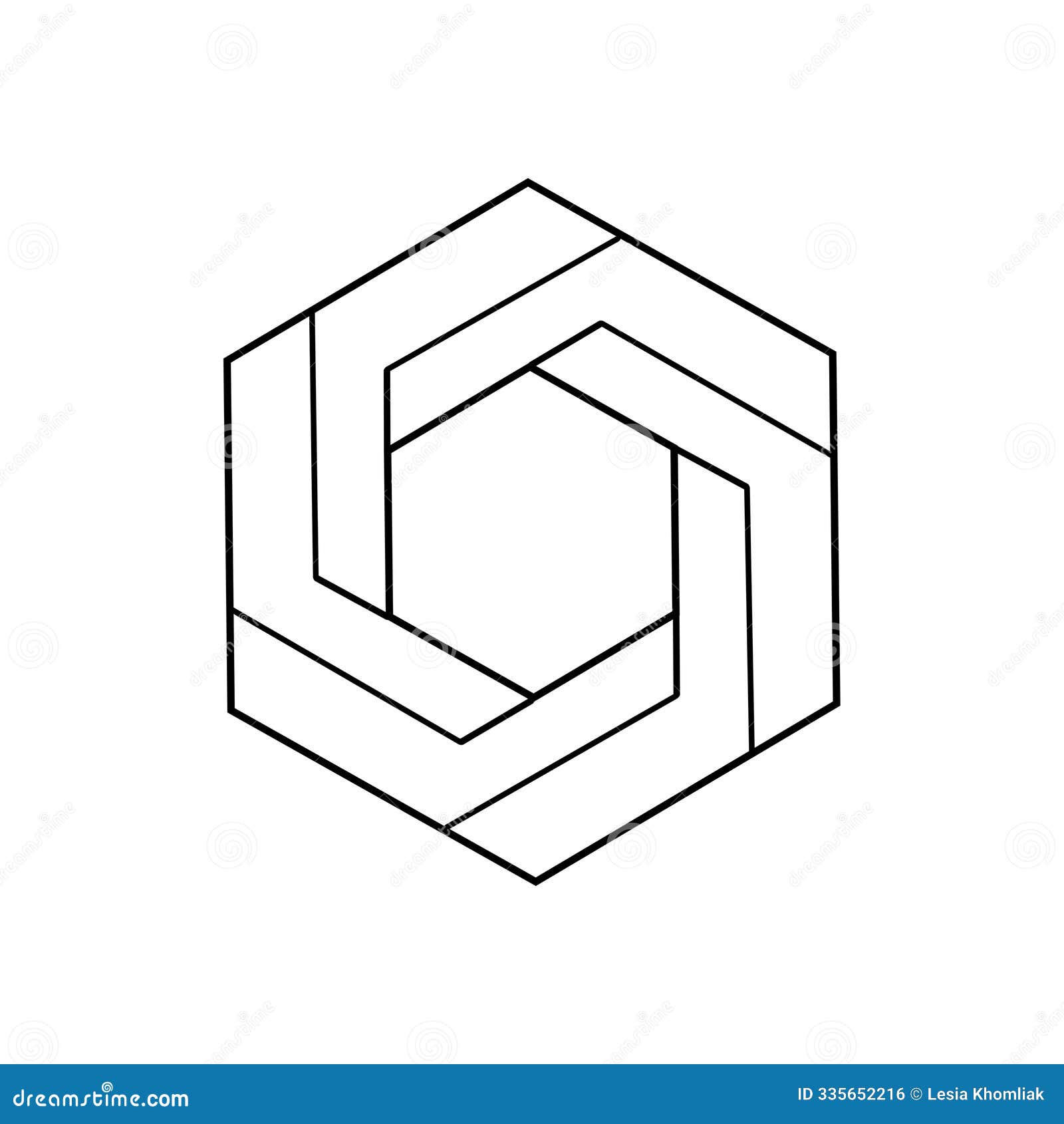 Impossible Hexagon Illustration Isolated on White Background. Optical ...