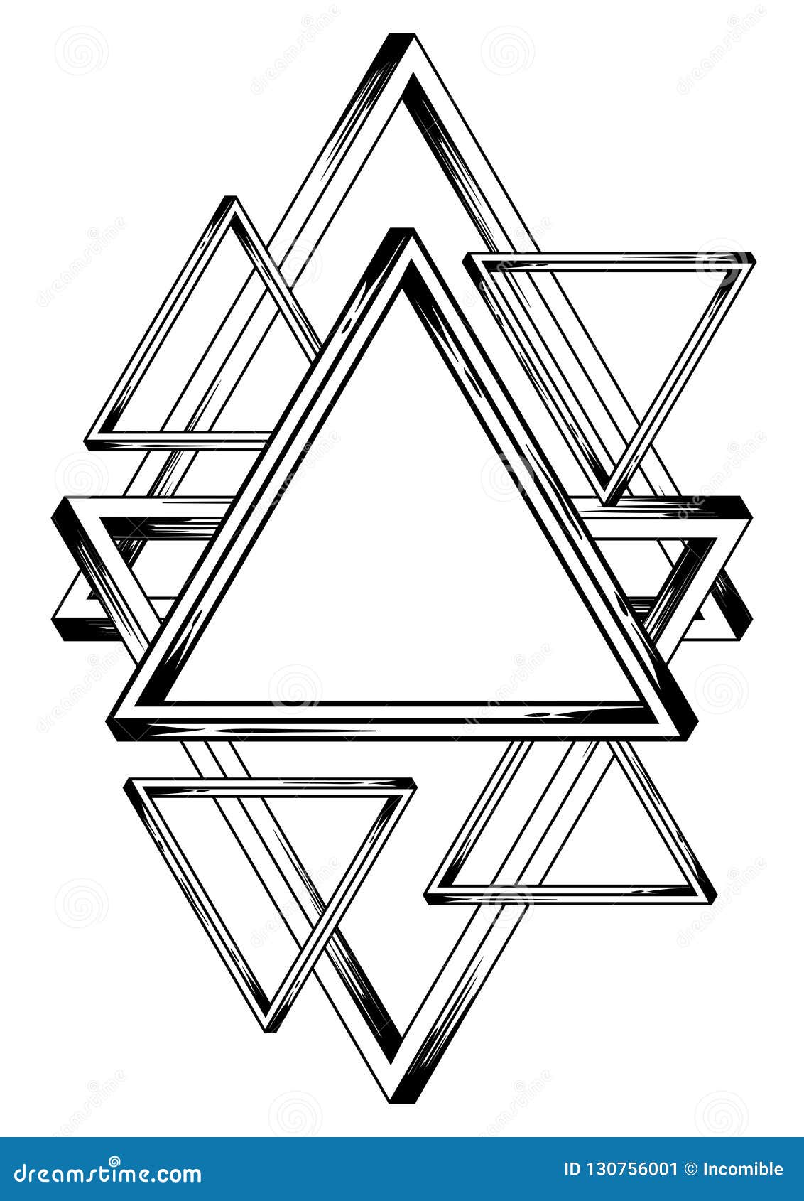 Impossible Infinite Triangles Background. Cartoon Vector ...