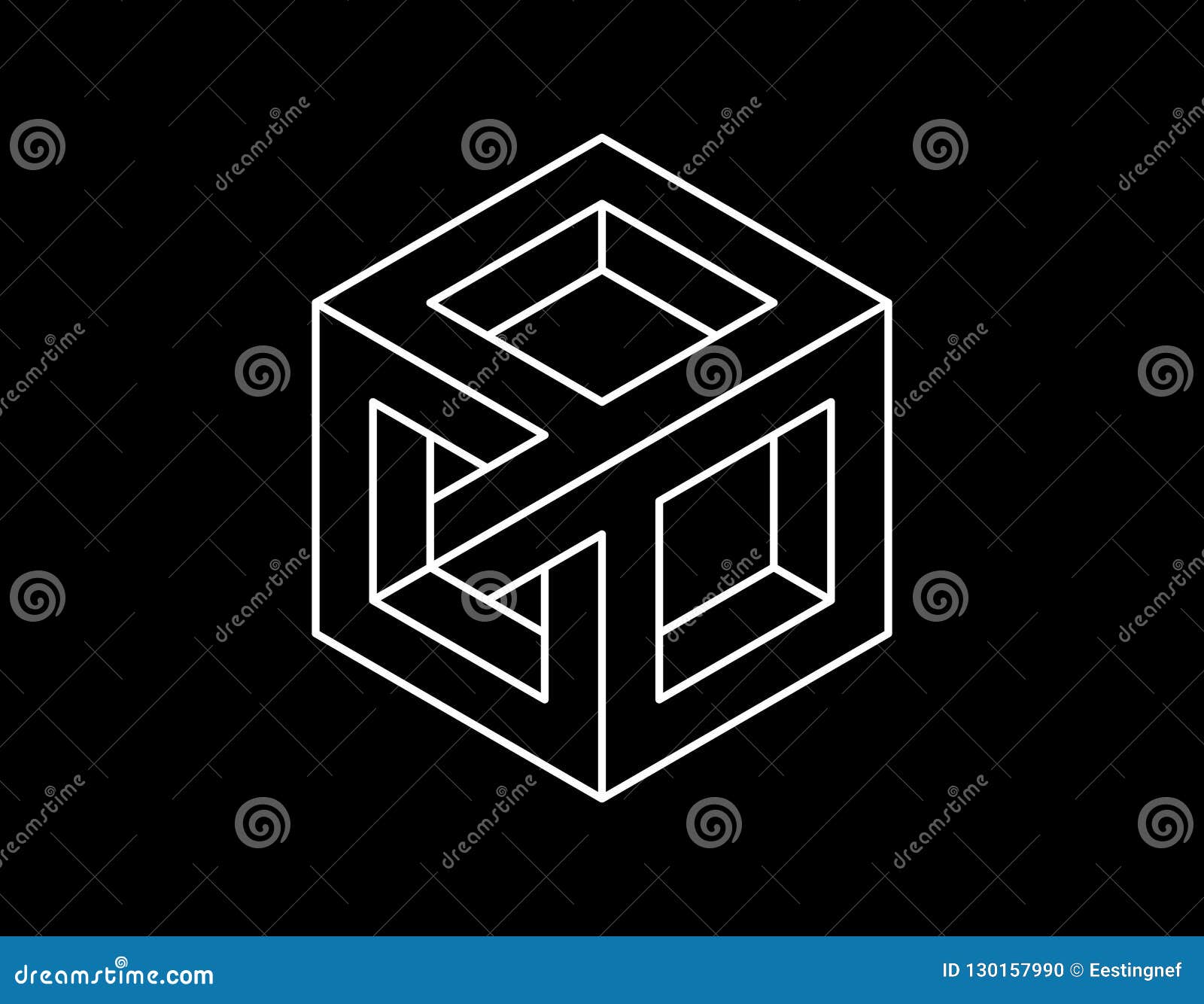 Impossible Object. Isolated on Black Background Stock Vector ...
