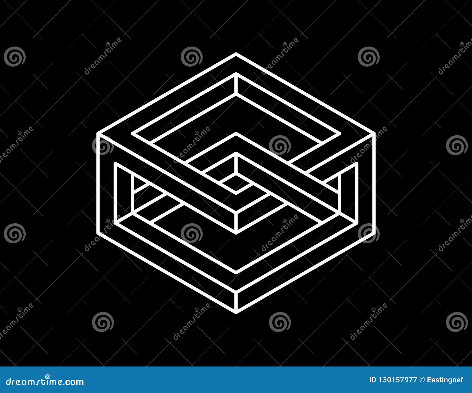 Impossible Object. Isolated on Black Background Stock Vector ...