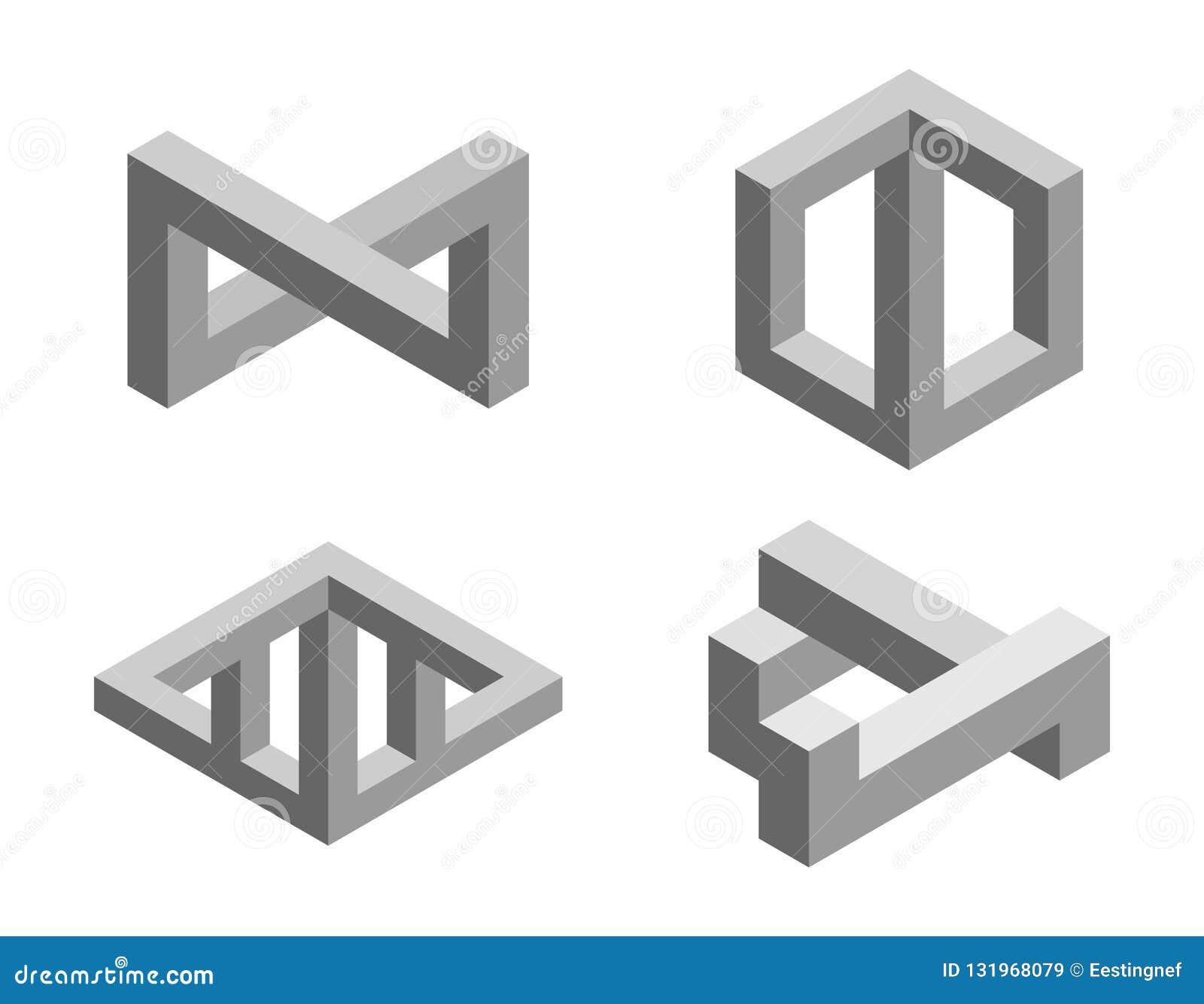 Impossible Object Set No1. Isolated on White Background Stock Vector ...